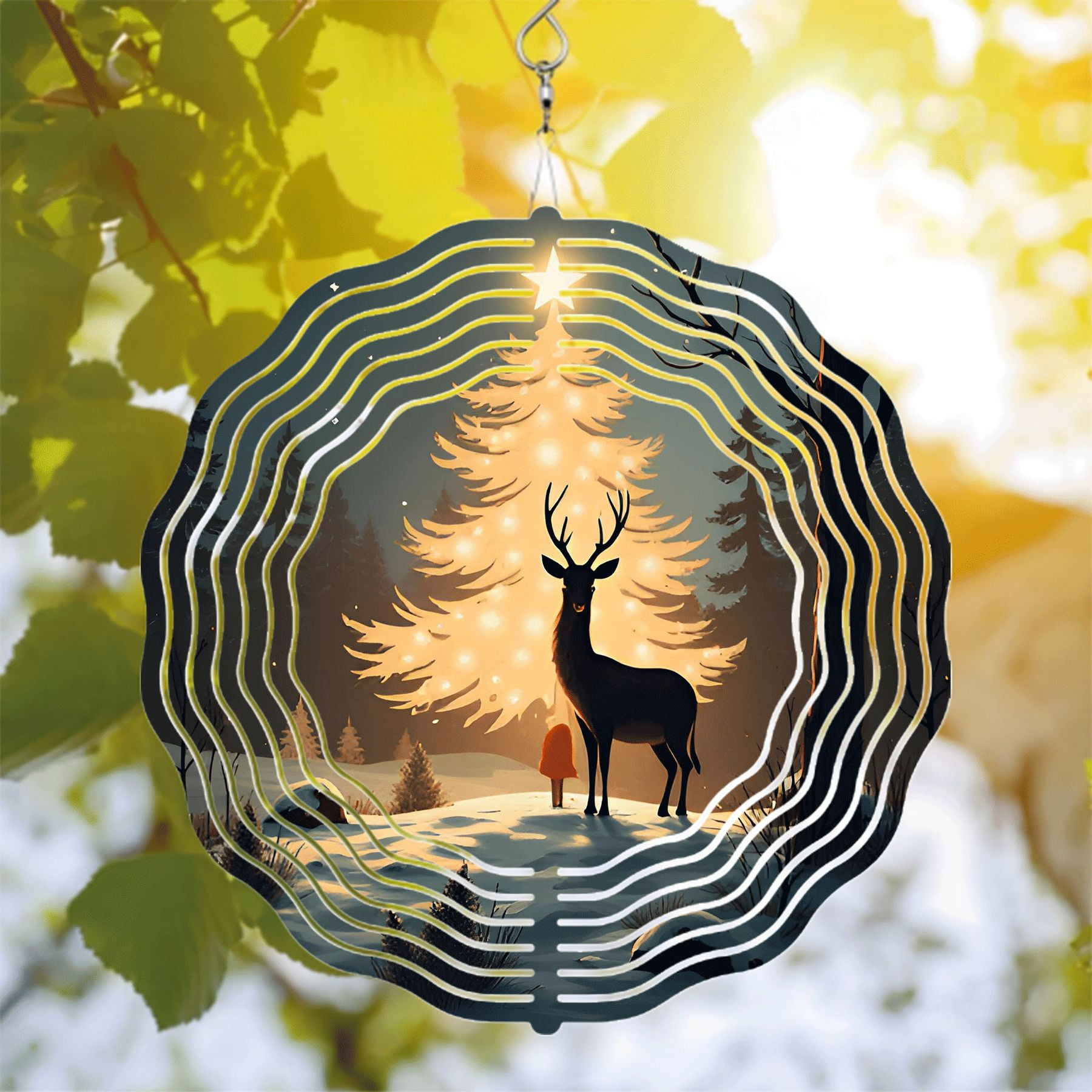 Metal Hanging Wind Spinners with Concentric Circular Patterns - Elegant ...