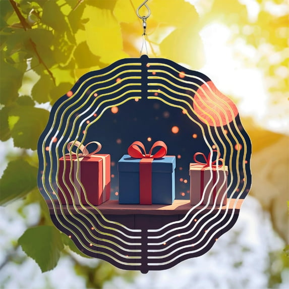 Metal Hanging Wind Spinners with Concentric Circular Patterns - Elegant ...