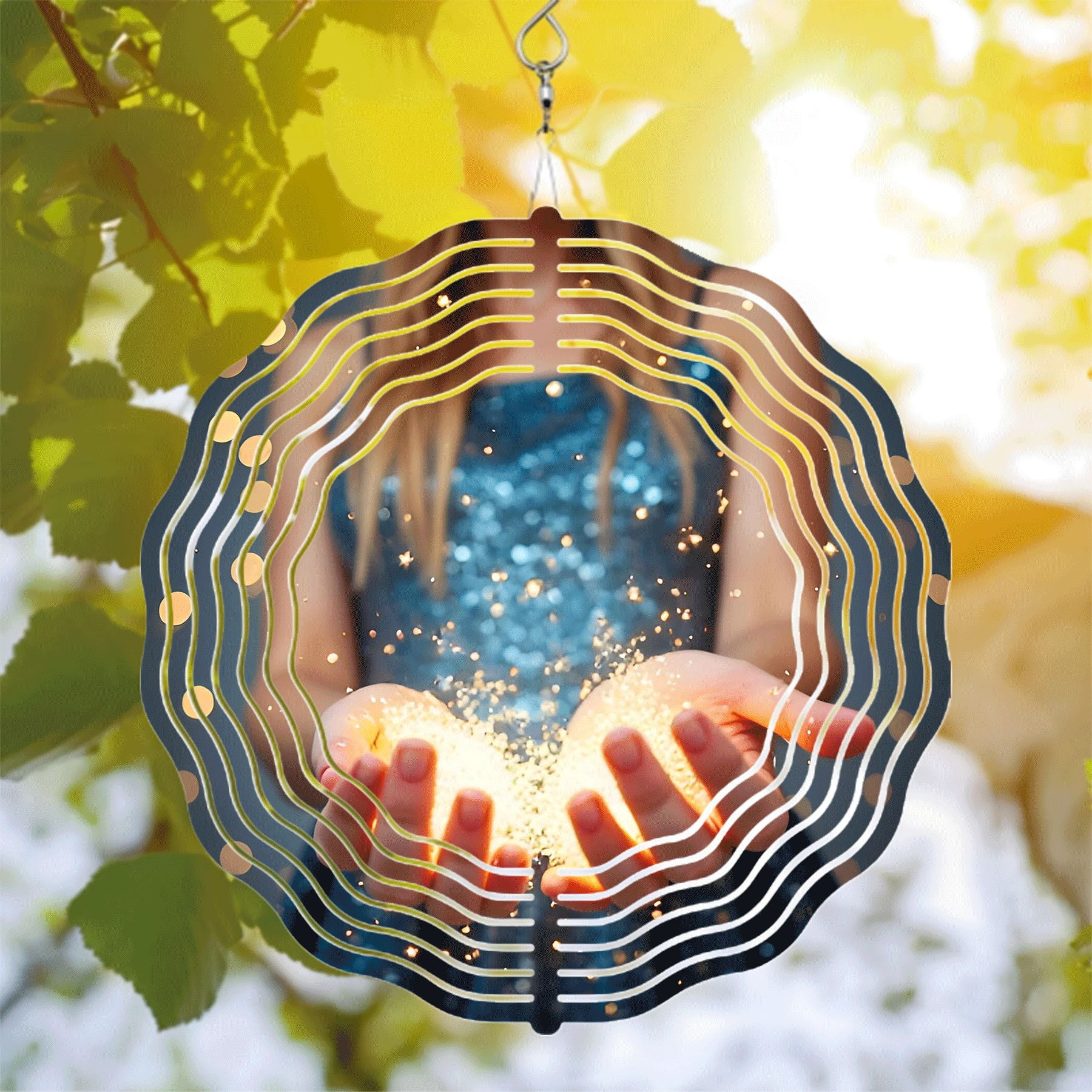 Metal Hanging Wind Spinners with Concentric Circular Patterns ...