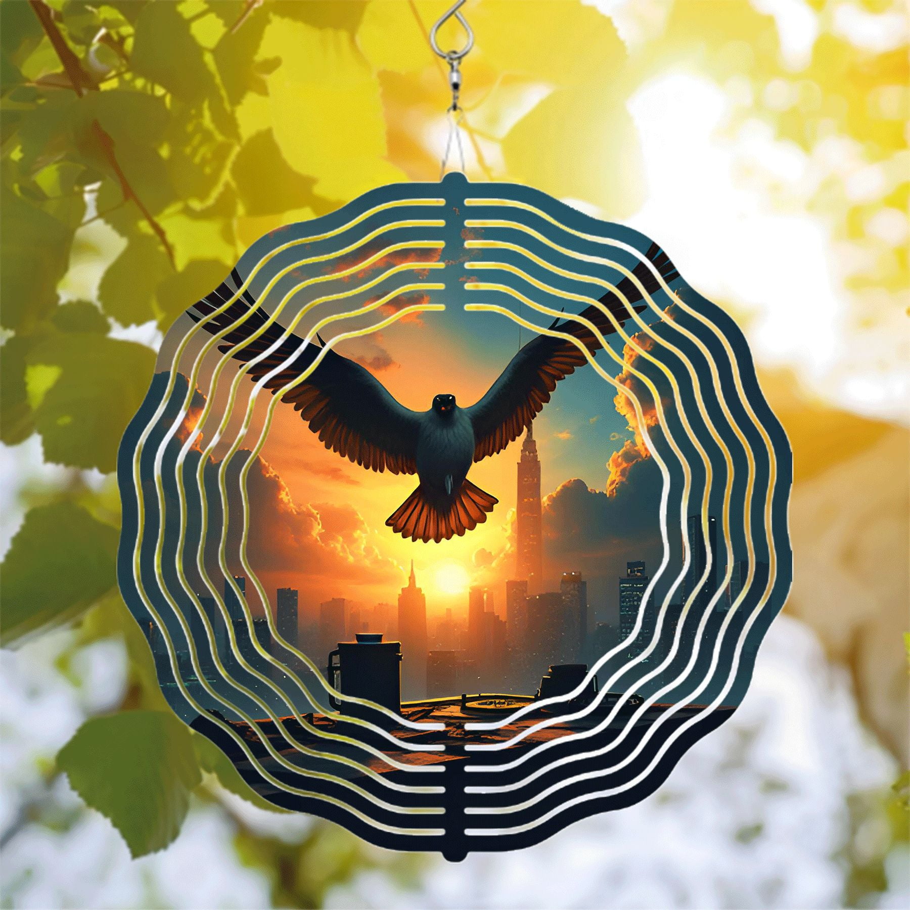 Metal Hanging Wind Spinners with Concentric Circular Patterns ...