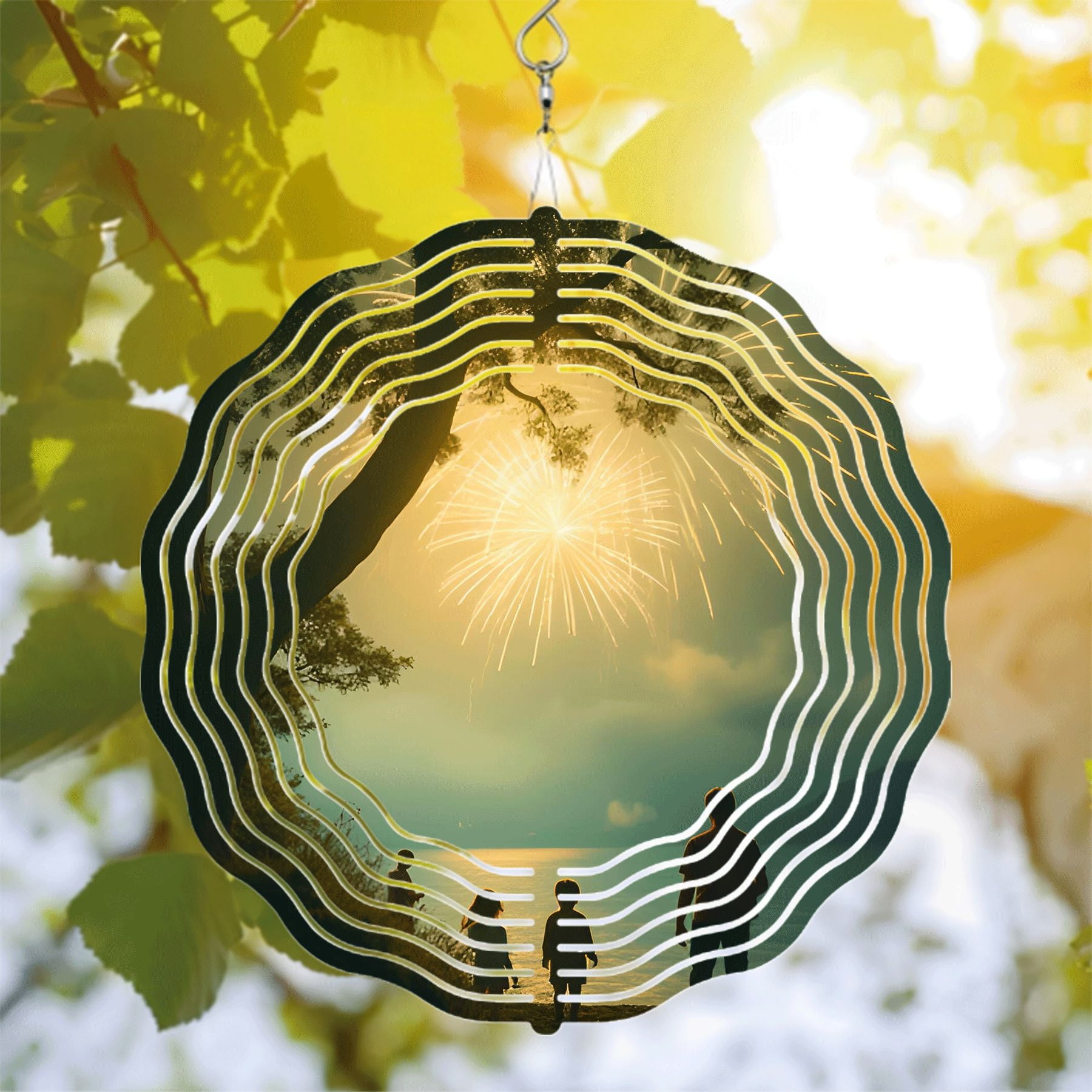 Metal Hanging Wind Spinners with Concentric Circular Patterns ...