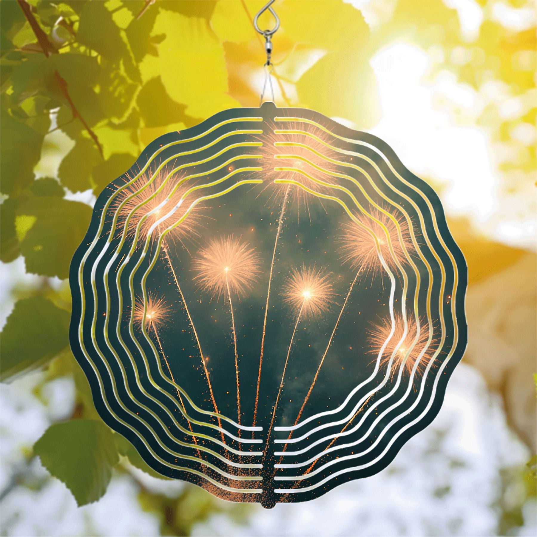 Metal Hanging Wind Spinners with Concentric Circular Wave Design ...
