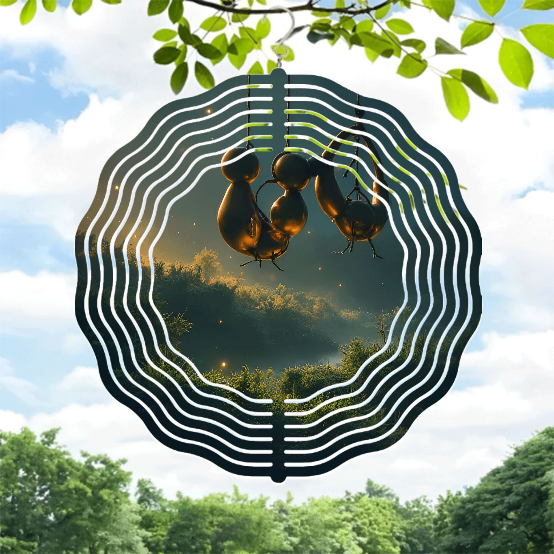 Metal Hanging Wind Spinners with Concentric Pattern Design - Surreal ...