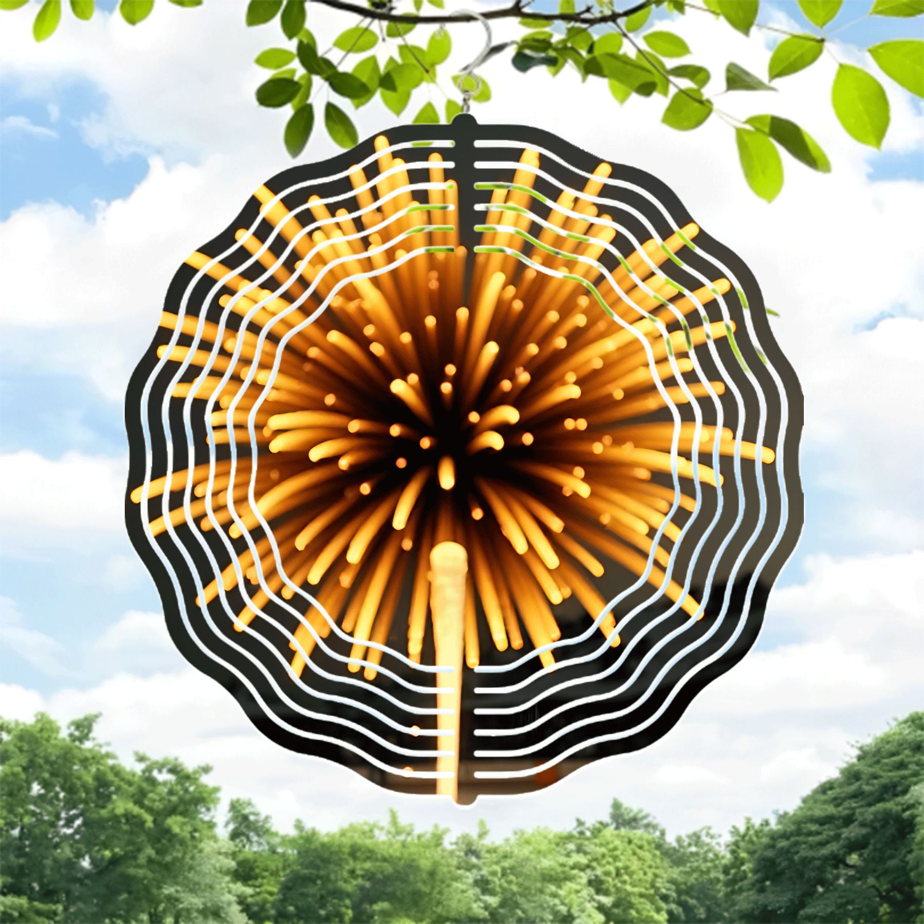 Metal Hanging Wind Spinners with Concentric Rings & Burst Design ...