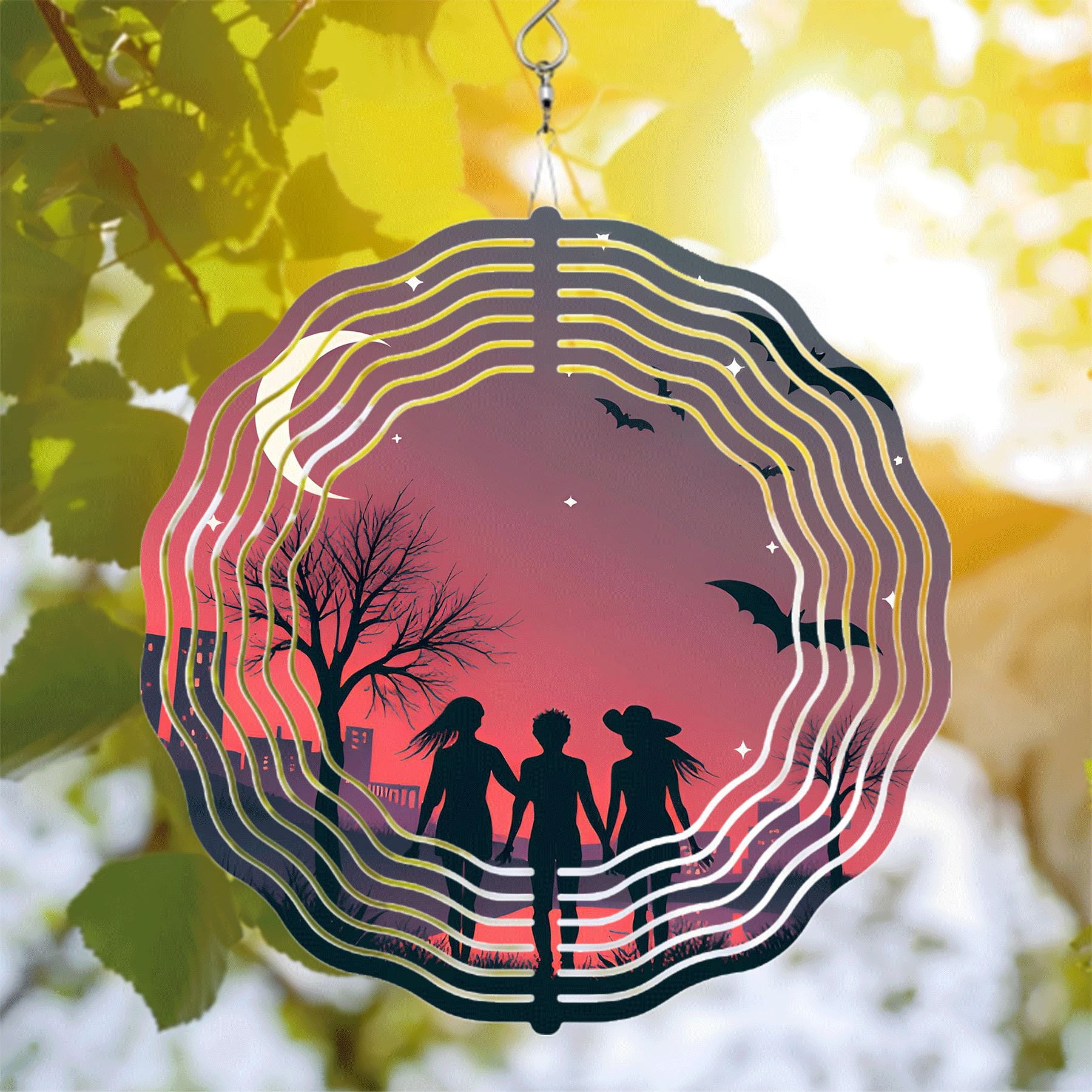 Metal Hanging Wind Spinners with Concentric Tunnel Design - Serene ...