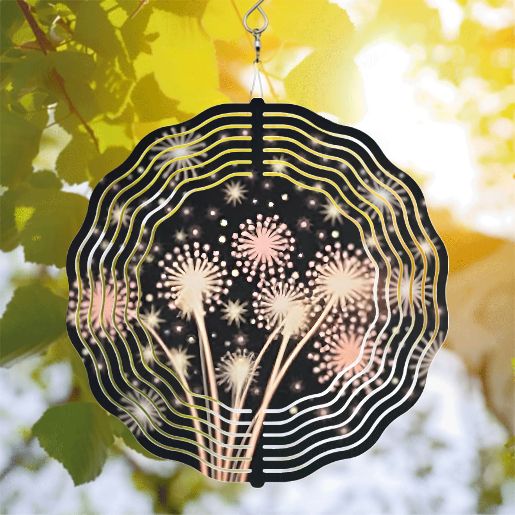 Metal Hanging Wind Spinners with Concentric Wave Design & Colorful ...