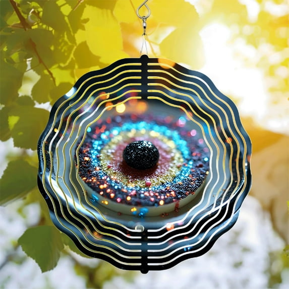 Metal Hanging Wind Spinners with Concentric Wave Design & Colorful ...