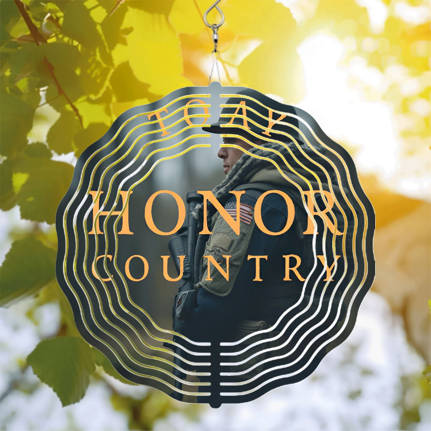 Metal Hanging Wind Spinners with Concentric Wave Design - Honor Country ...