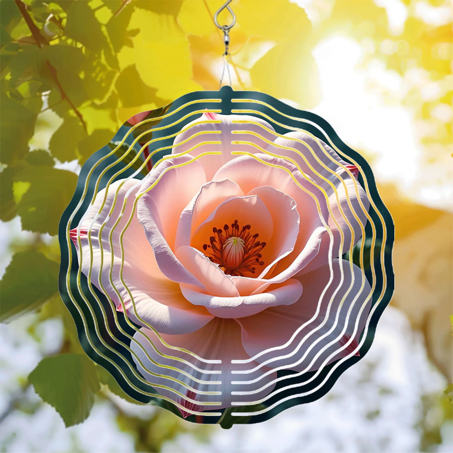 Metal Hanging Wind Spinners with Concentric Wave Design - Modern Garden ...