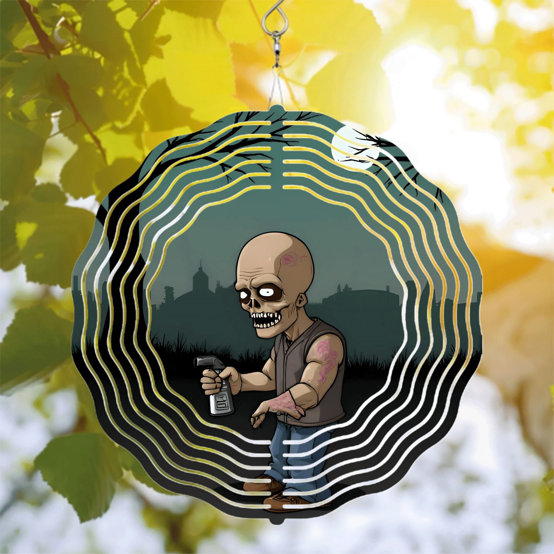 Metal Hanging Wind Spinners with Concentric Wave Design - Unique Theme ...
