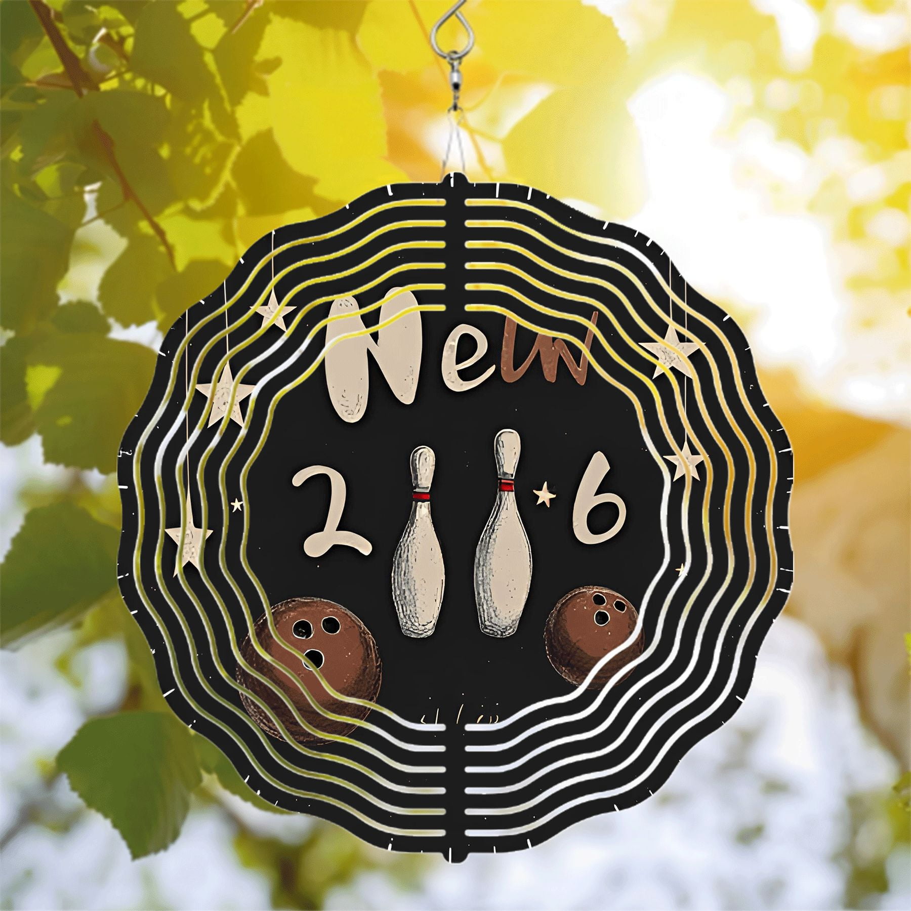Metal Hanging Wind Spinners with Concentric Wave Patterns Bowling Balls ...
