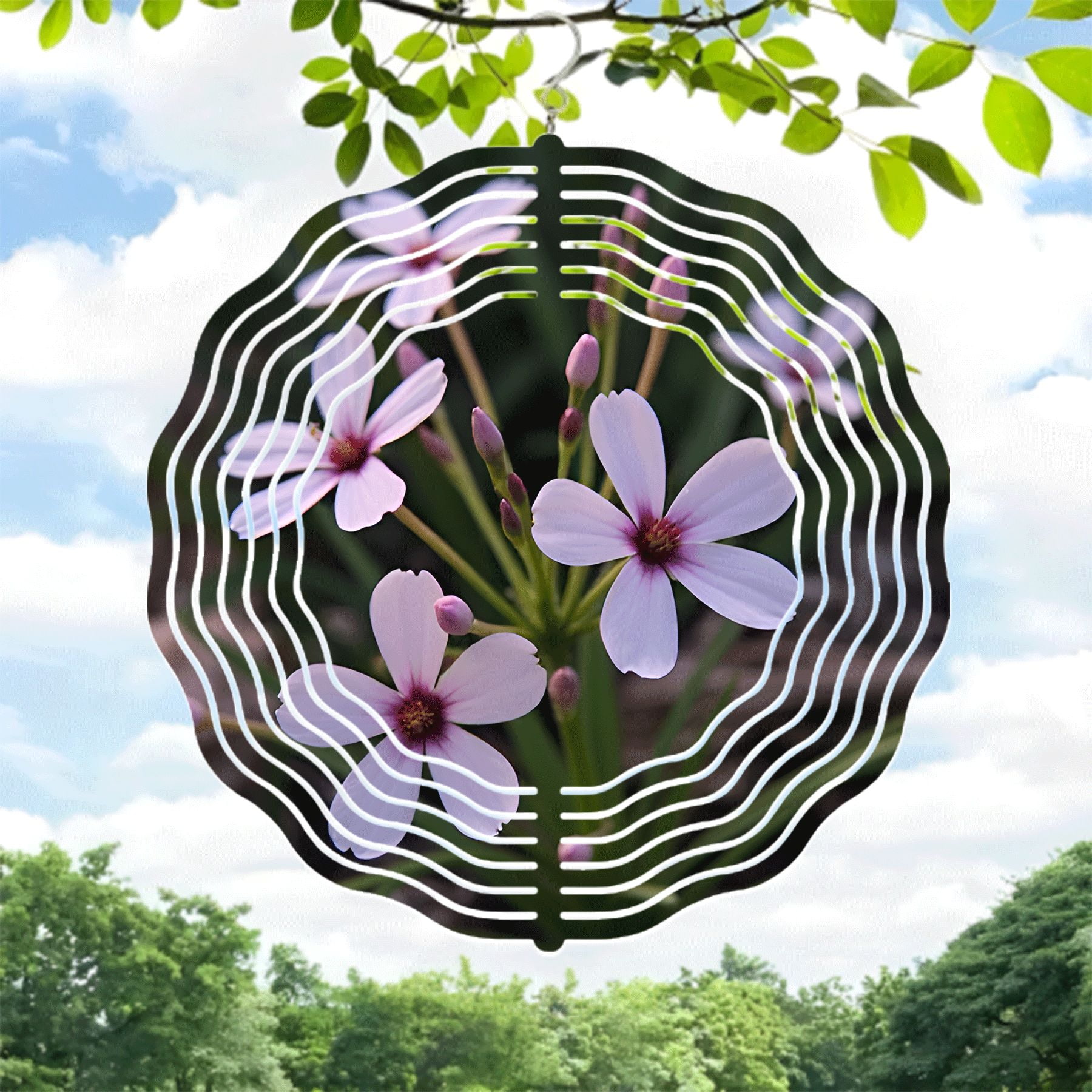 Metal Hanging Wind Spinners with Concentric Wave Patterns - Elegant ...