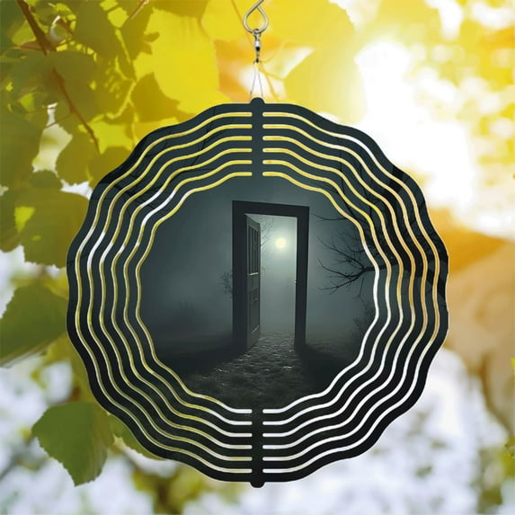 Metal Hanging Wind Spinners with Concentric Wave Patterns - Elegant ...