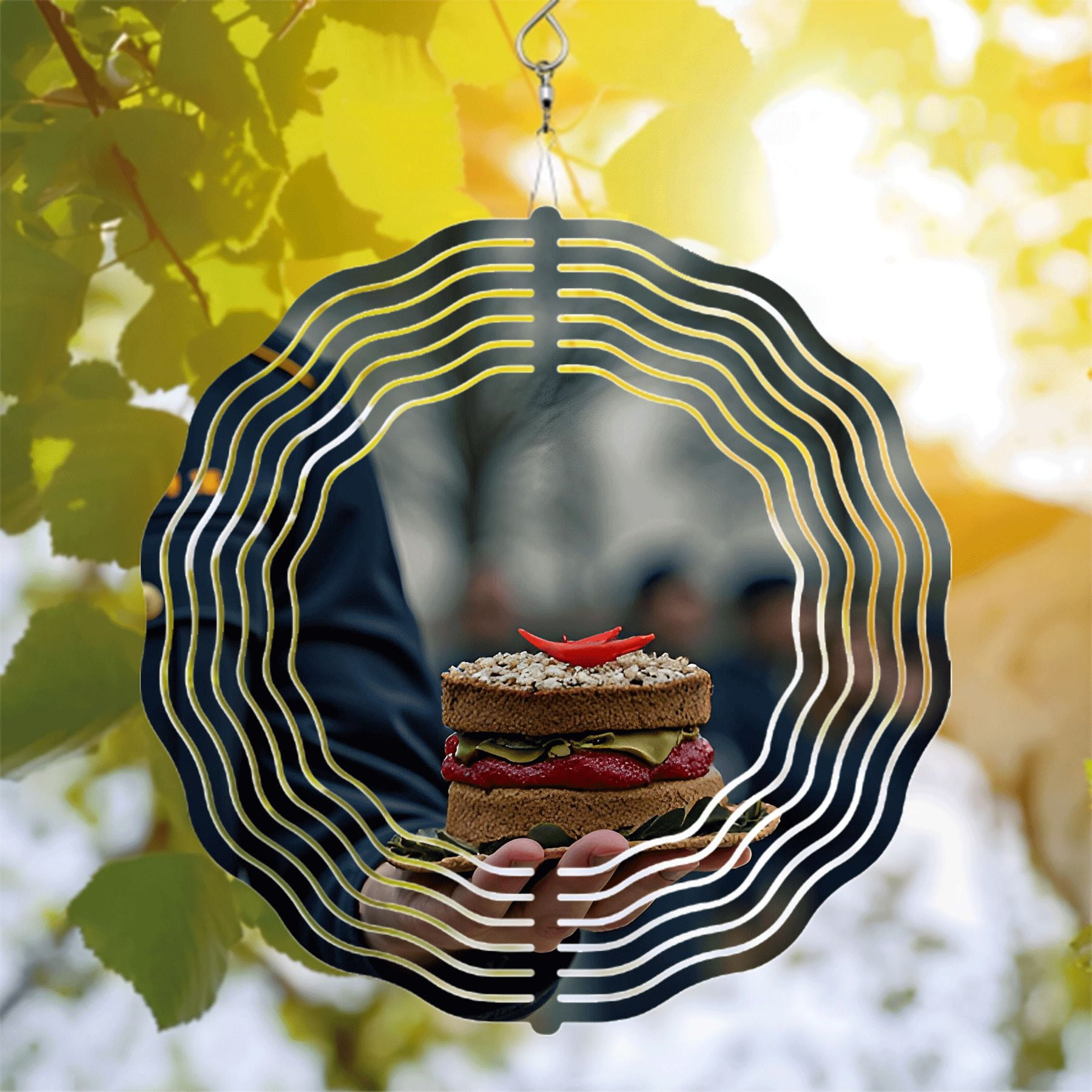 Metal Hanging Wind Spinners with Concentric Wave Patterns - Stunning ...