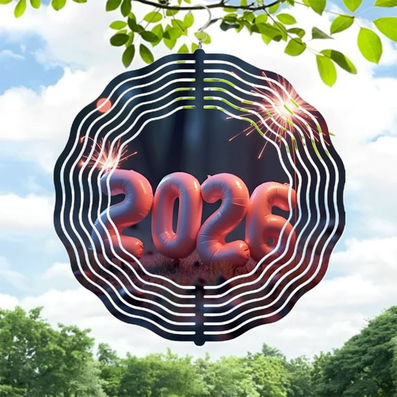 Metal Hanging Wind Spinners with Concentric White Lines & Bold Pink ...