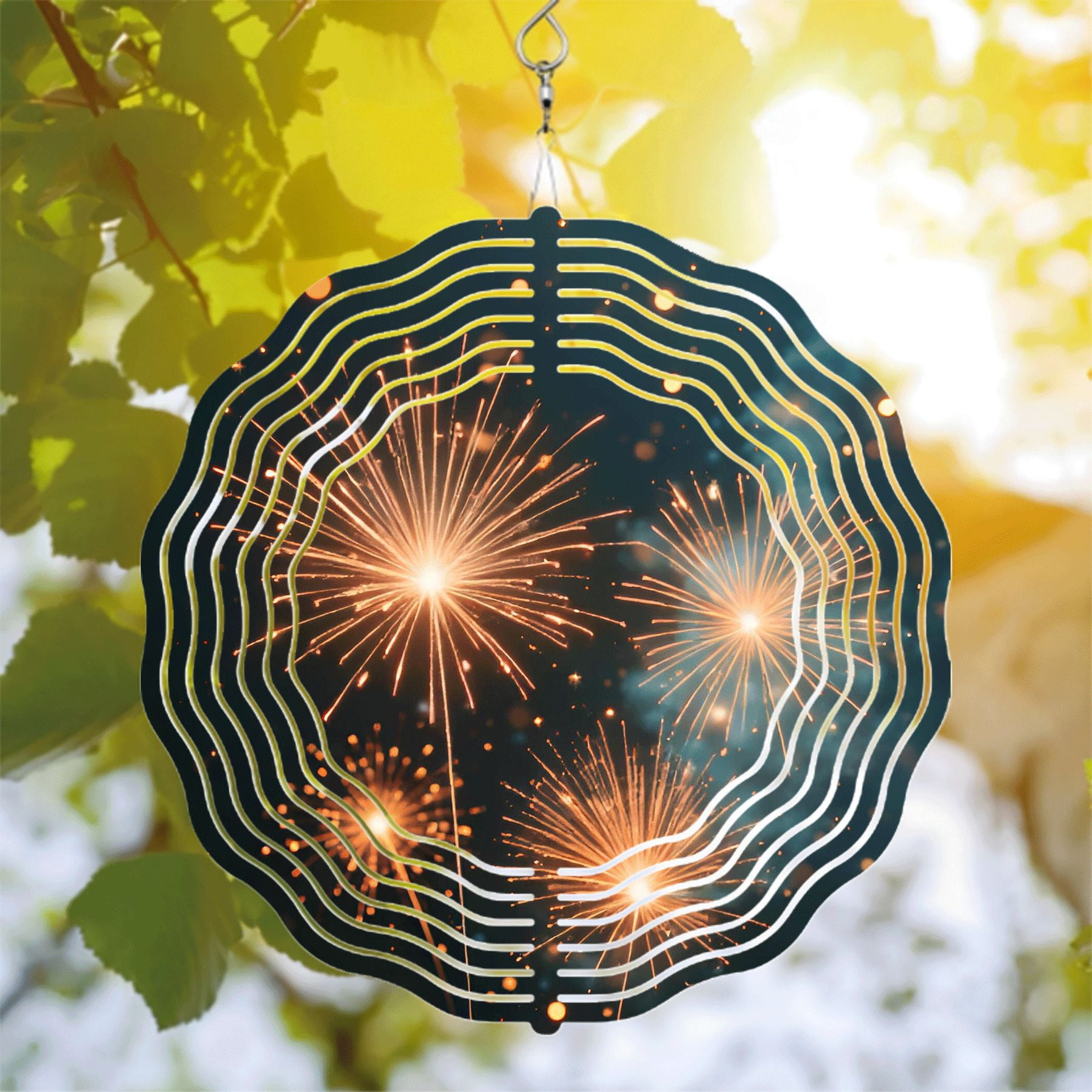 Metal Hanging Wind Spinners with Concentric White Wave Patterns ...