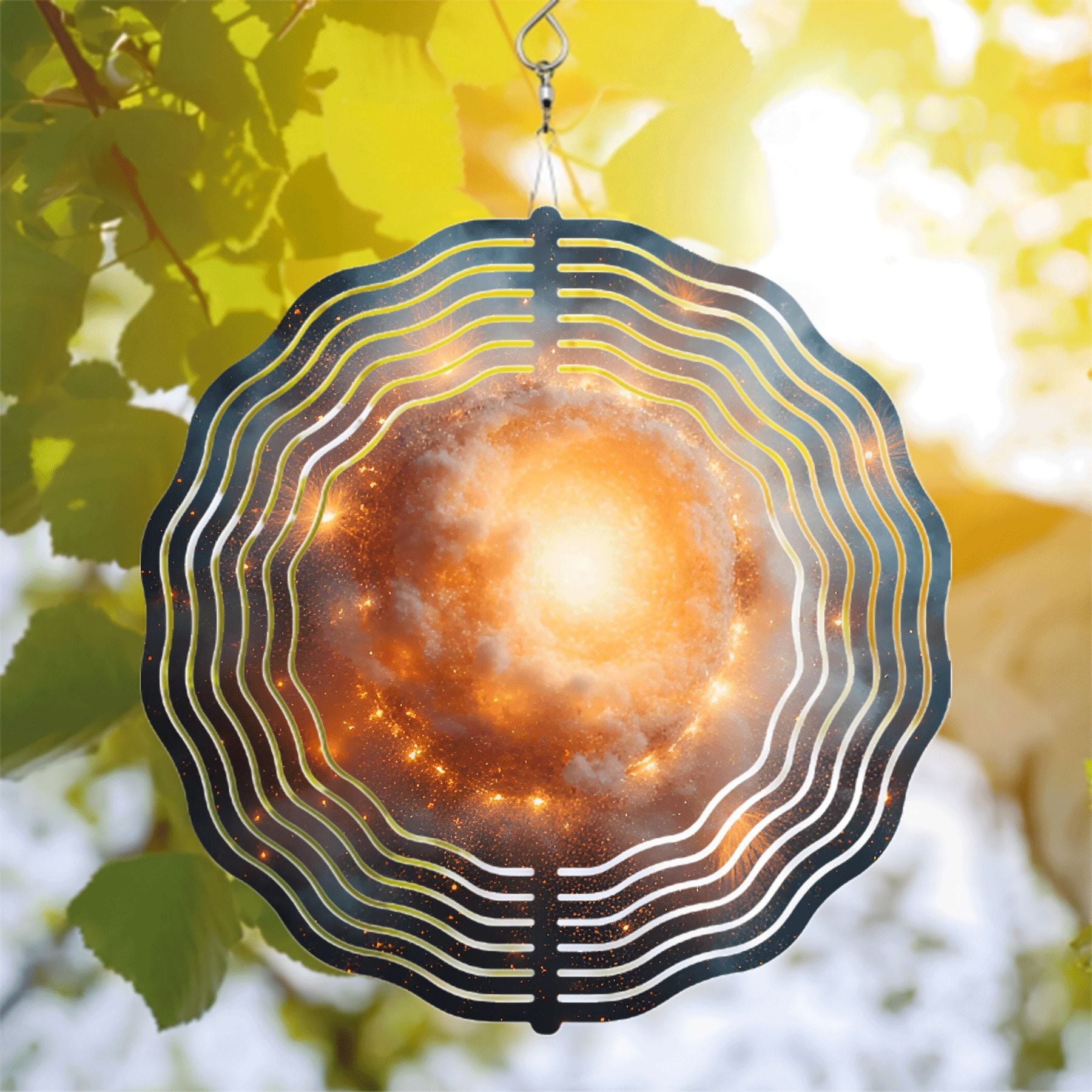 Metal Hanging Wind Spinners with Cosmic Concentric Wave Design ...
