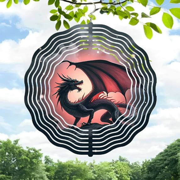 Metal Hanging Wind Spinners with Dragon Design - Dynamic Roaring Pose ...
