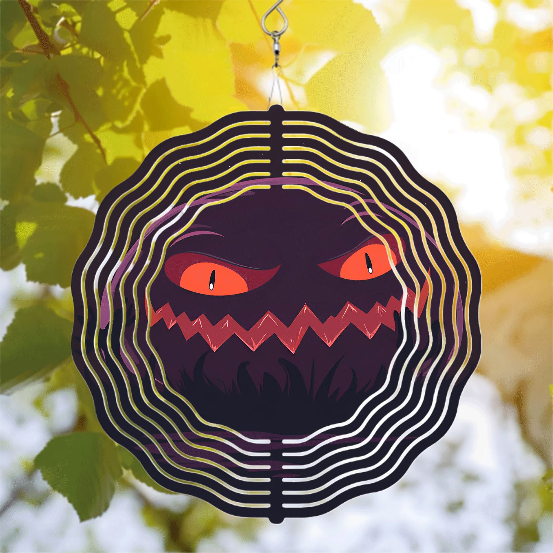 Metal Hanging Wind Spinners with Eerie Face Design - Dark Teeth ...