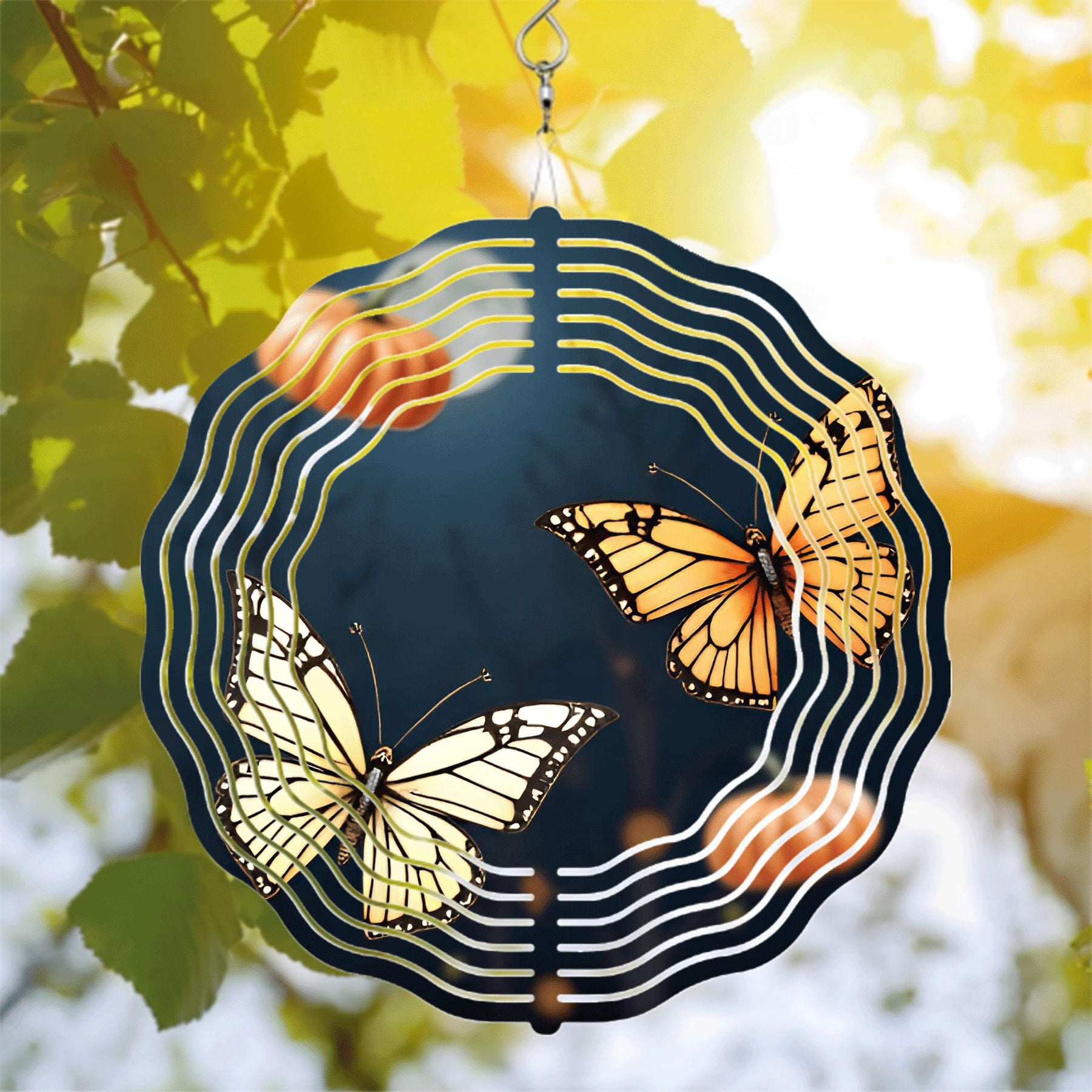 Metal Hanging Wind Spinners with Elegant Butterfly Designs - White ...