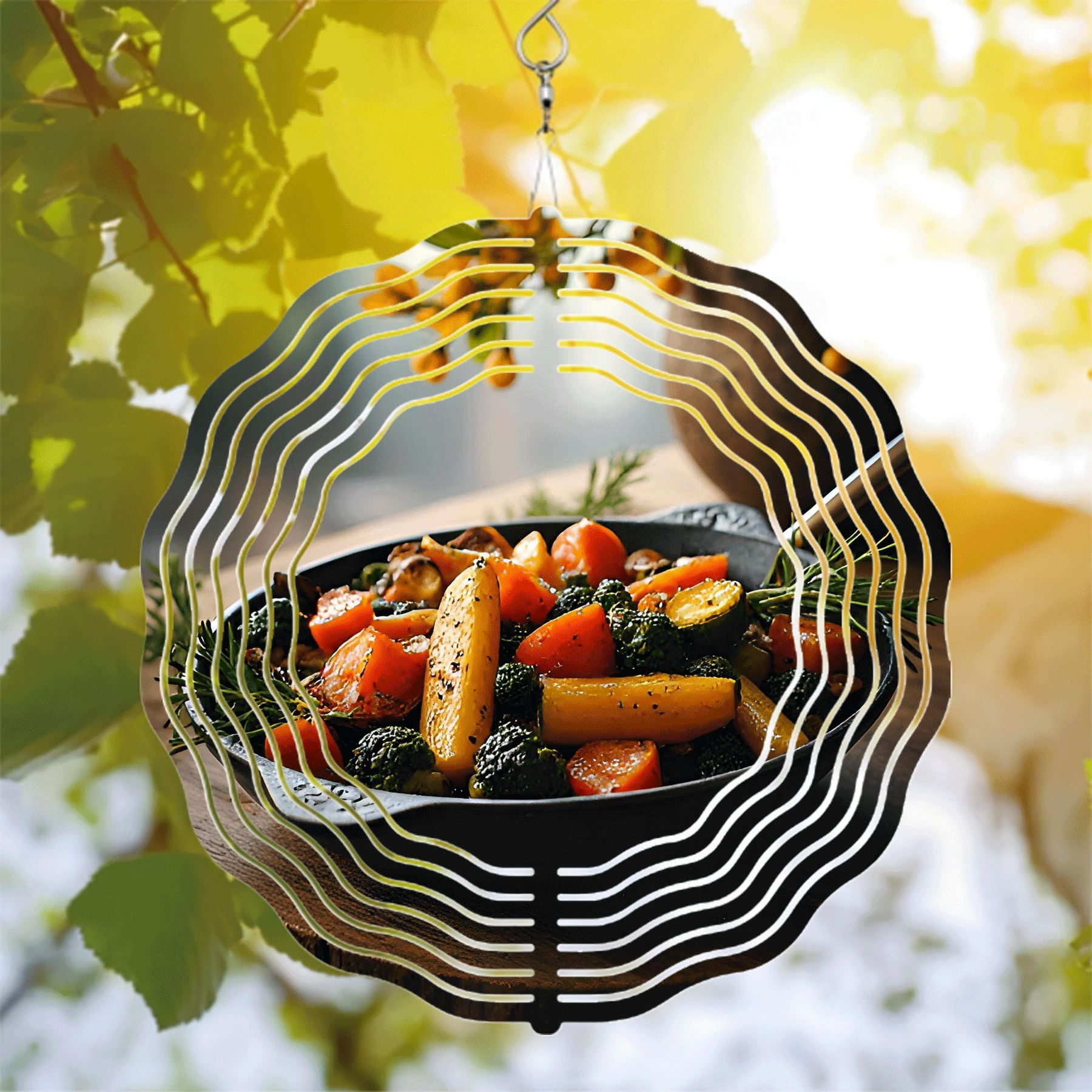Metal Hanging Wind Spinners with Elegant Circular Wavy Patterns ...