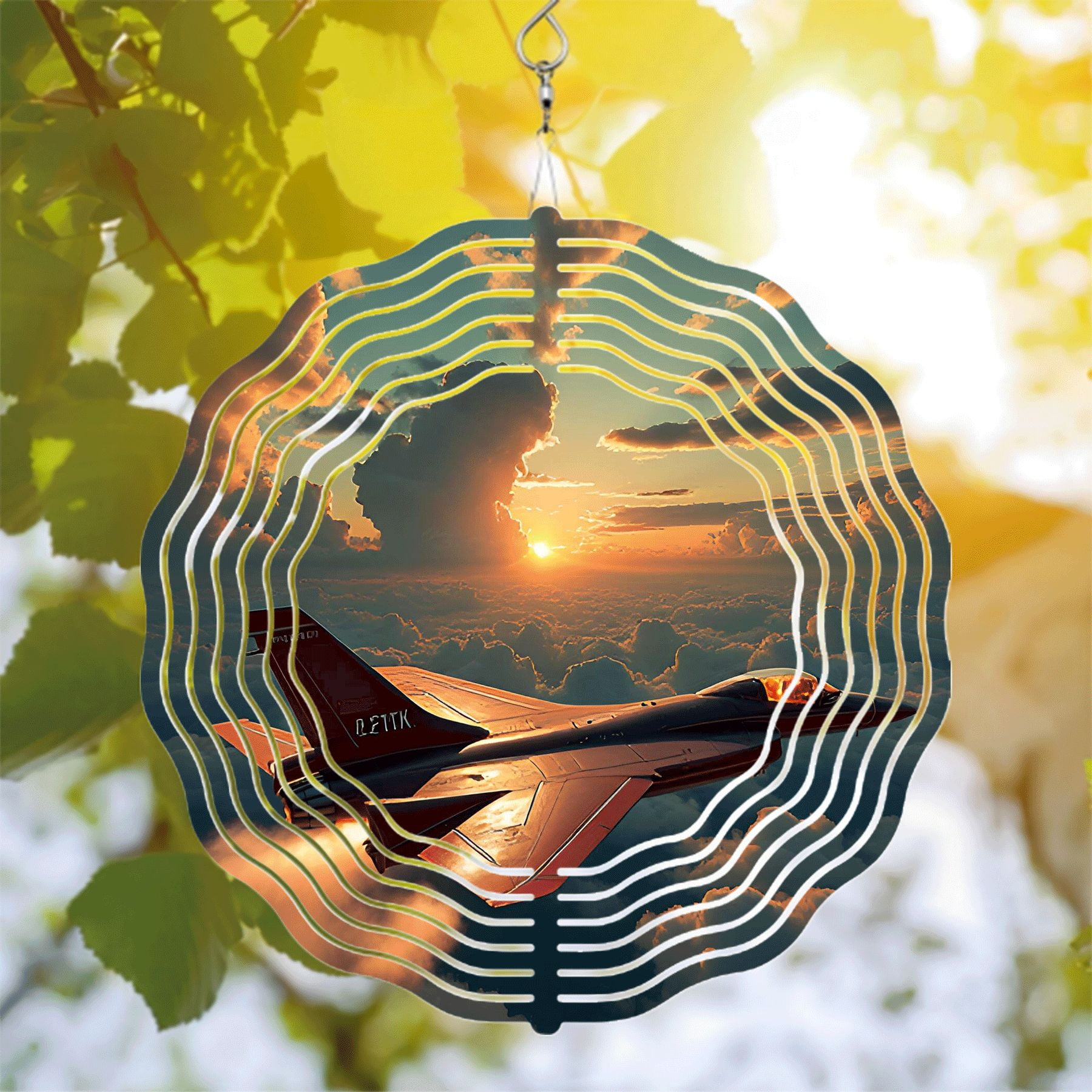 Metal Hanging Wind Spinners with Futuristic Circular Patterns - Elegant ...