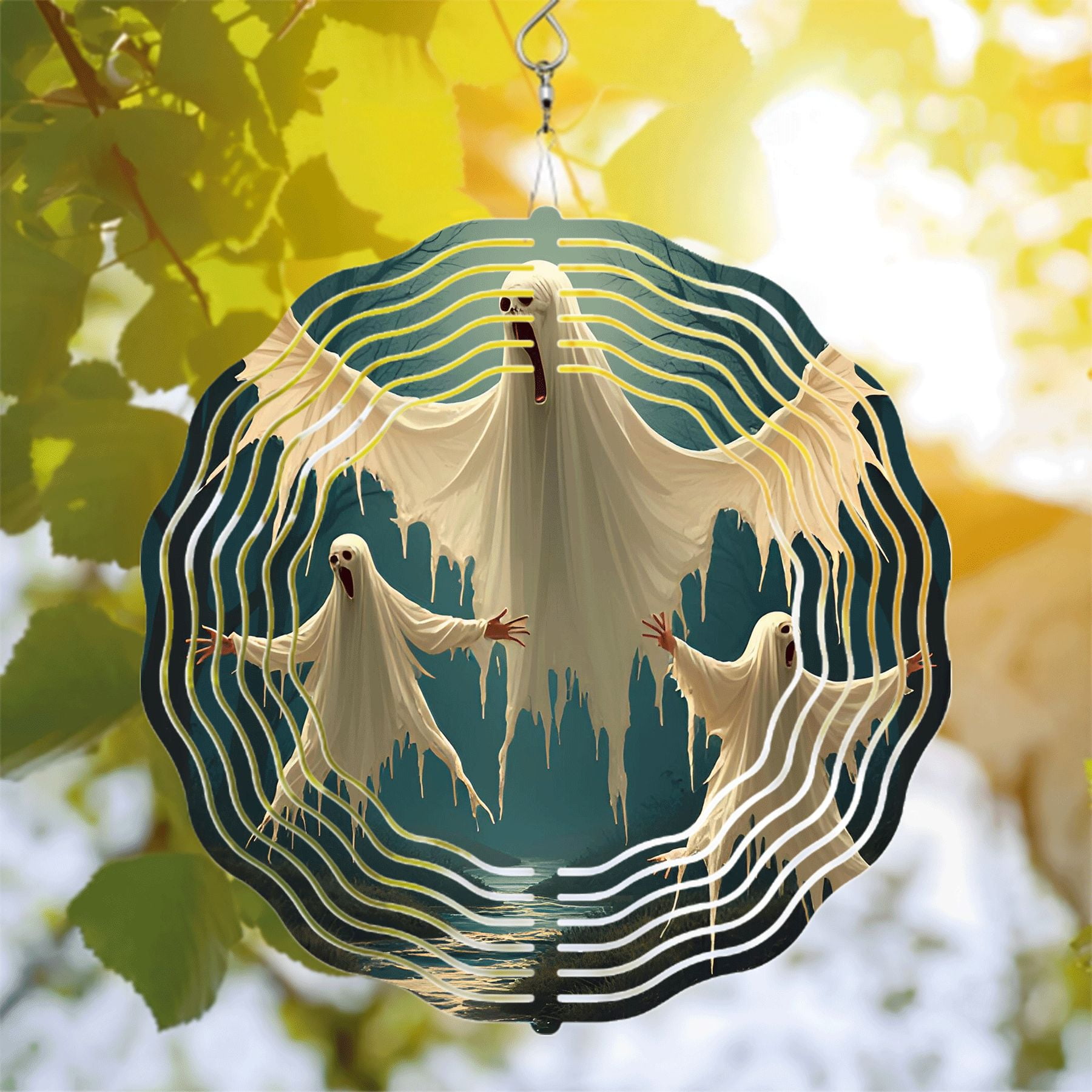 Metal Hanging Wind Spinners with Ghostly Figures Design - Eerie ...