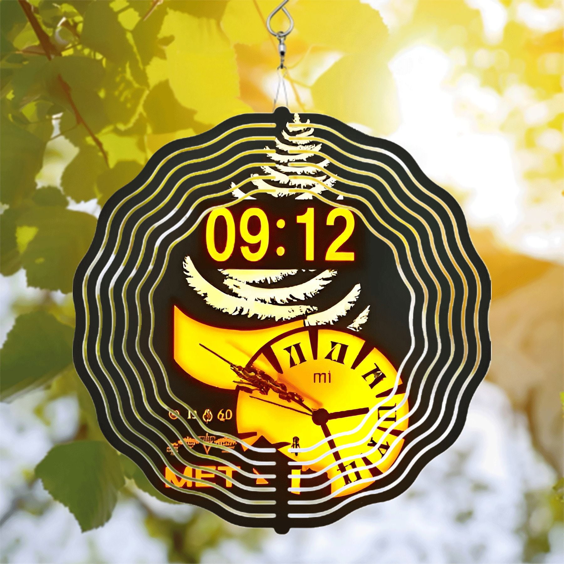Metal Hanging Wind Spinners with Hypnotic Concentric Waves Stylized ...