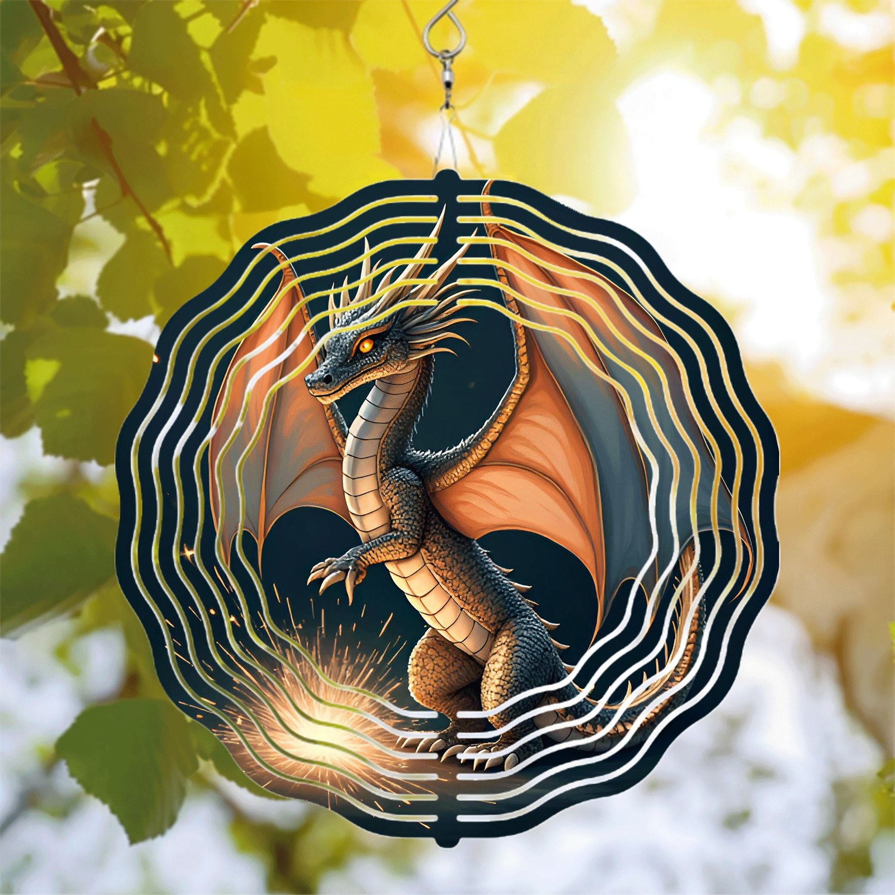 Metal Hanging Wind Spinners with Intricate Circular Patterns - Mystical ...