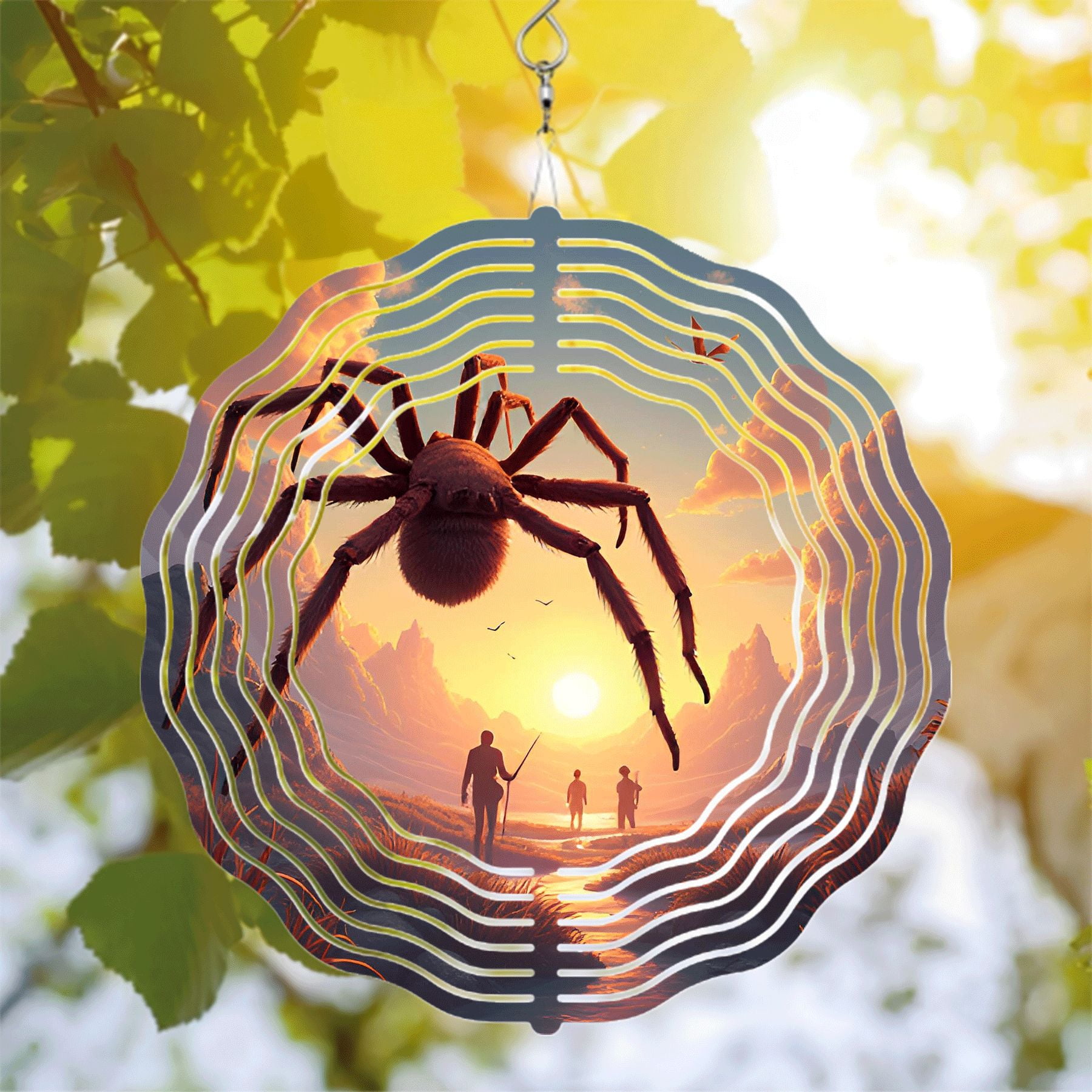 Metal Hanging Wind Spinners with Intricate Concentric Circle Design ...