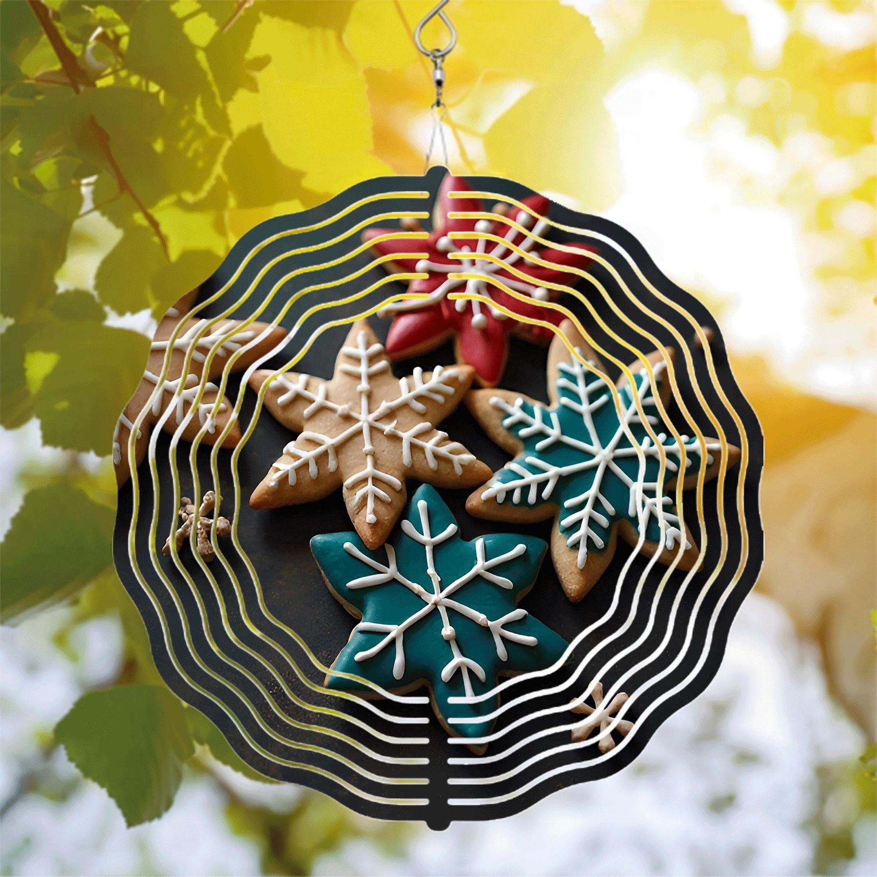 Metal Hanging Wind Spinners with Intricate Snowflake Patterns ...