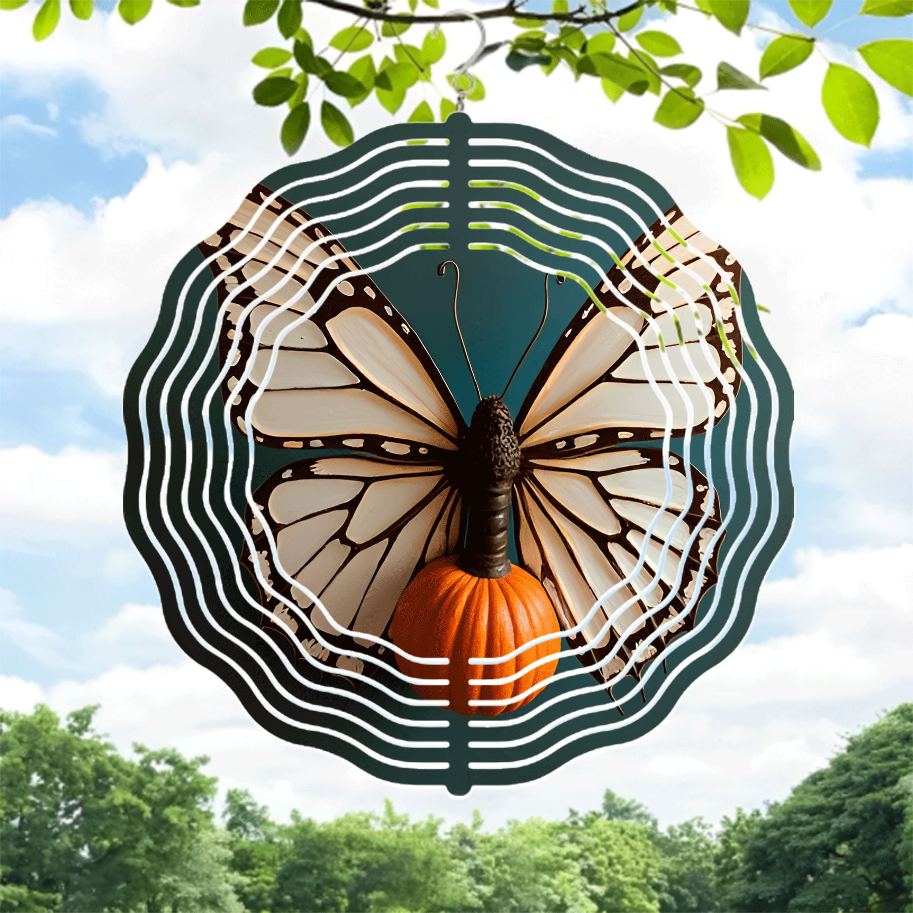 Metal Hanging Wind Spinners with Intricate Vein Patterns - Stunning ...