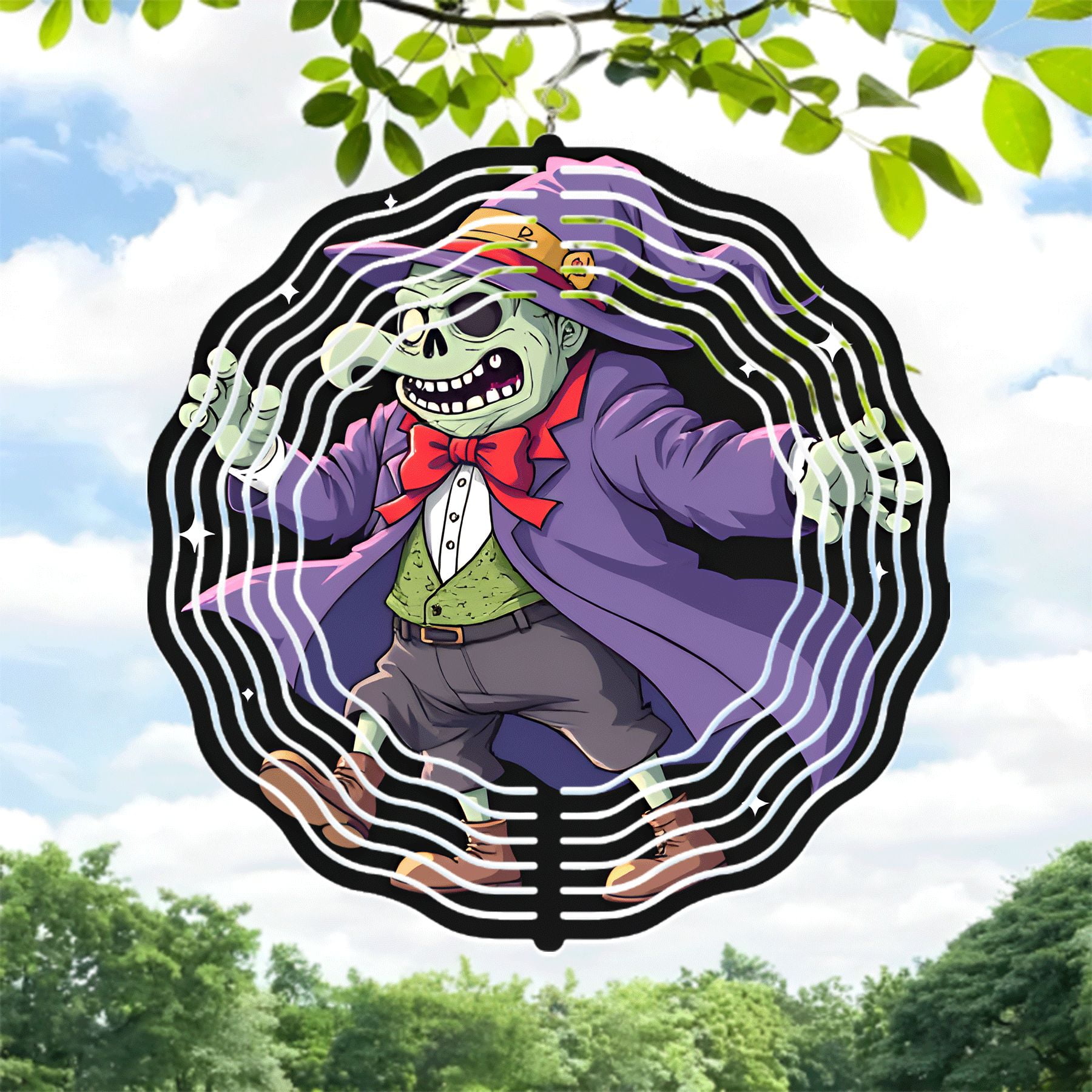 Metal Hanging Wind Spinners with Magical Wizard Design - Colorful ...