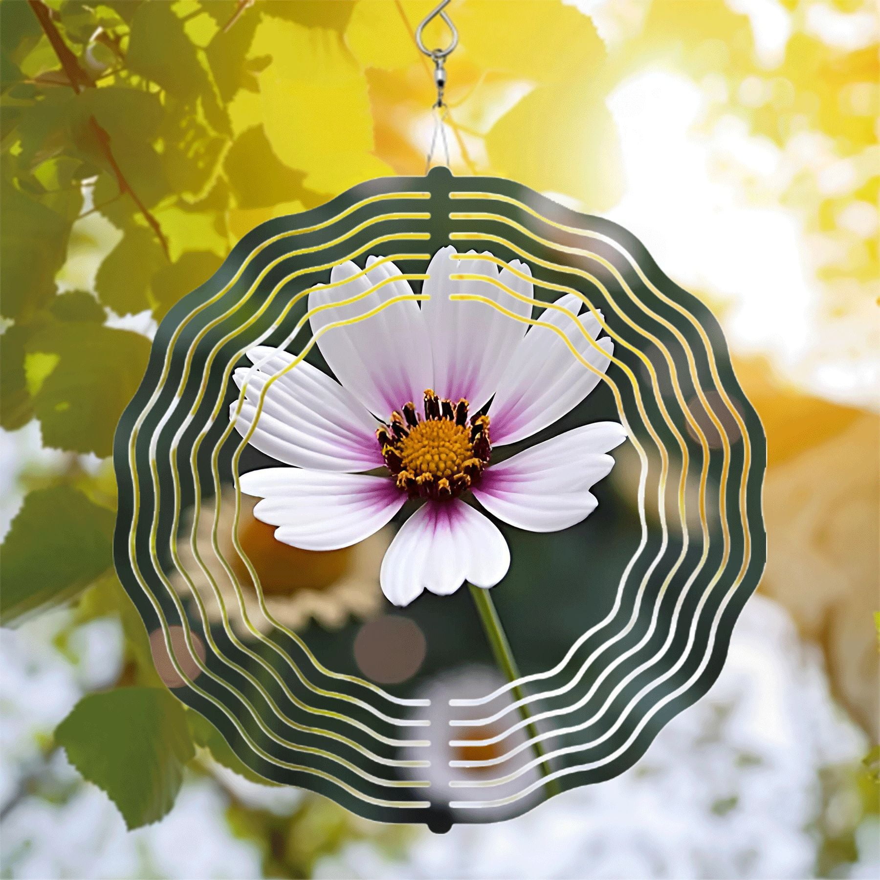 Metal Hanging Wind Spinners with Modern Concentric Circle Design ...