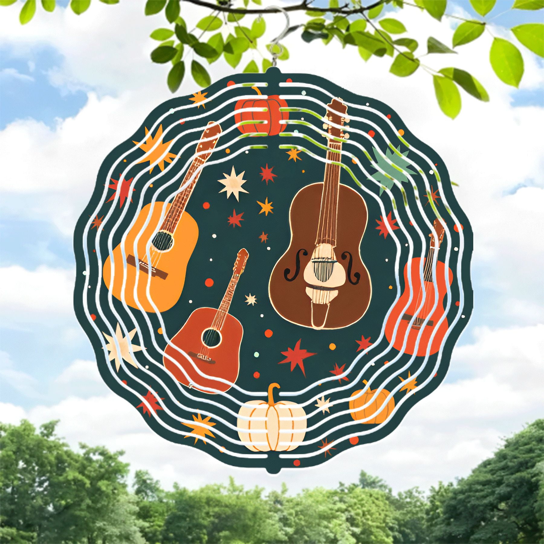 Metal Hanging Wind Spinners with Musical Instruments Design - Colorful ...