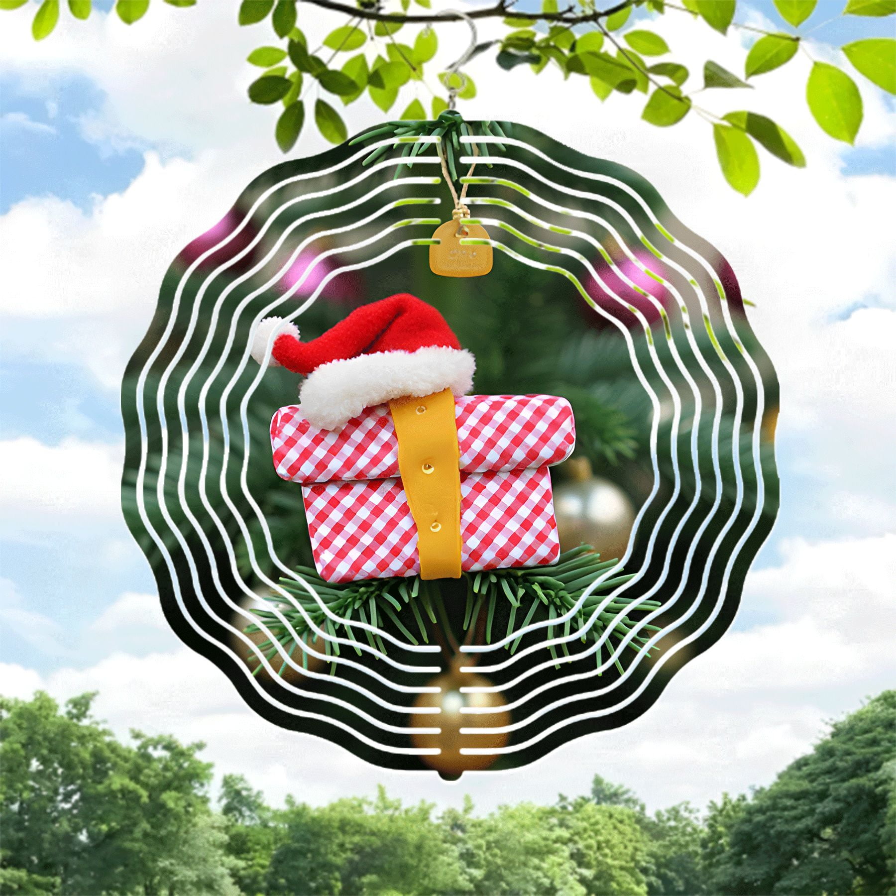 Metal Hanging Wind Spinners with Red & White Checkered Design Yellow ...