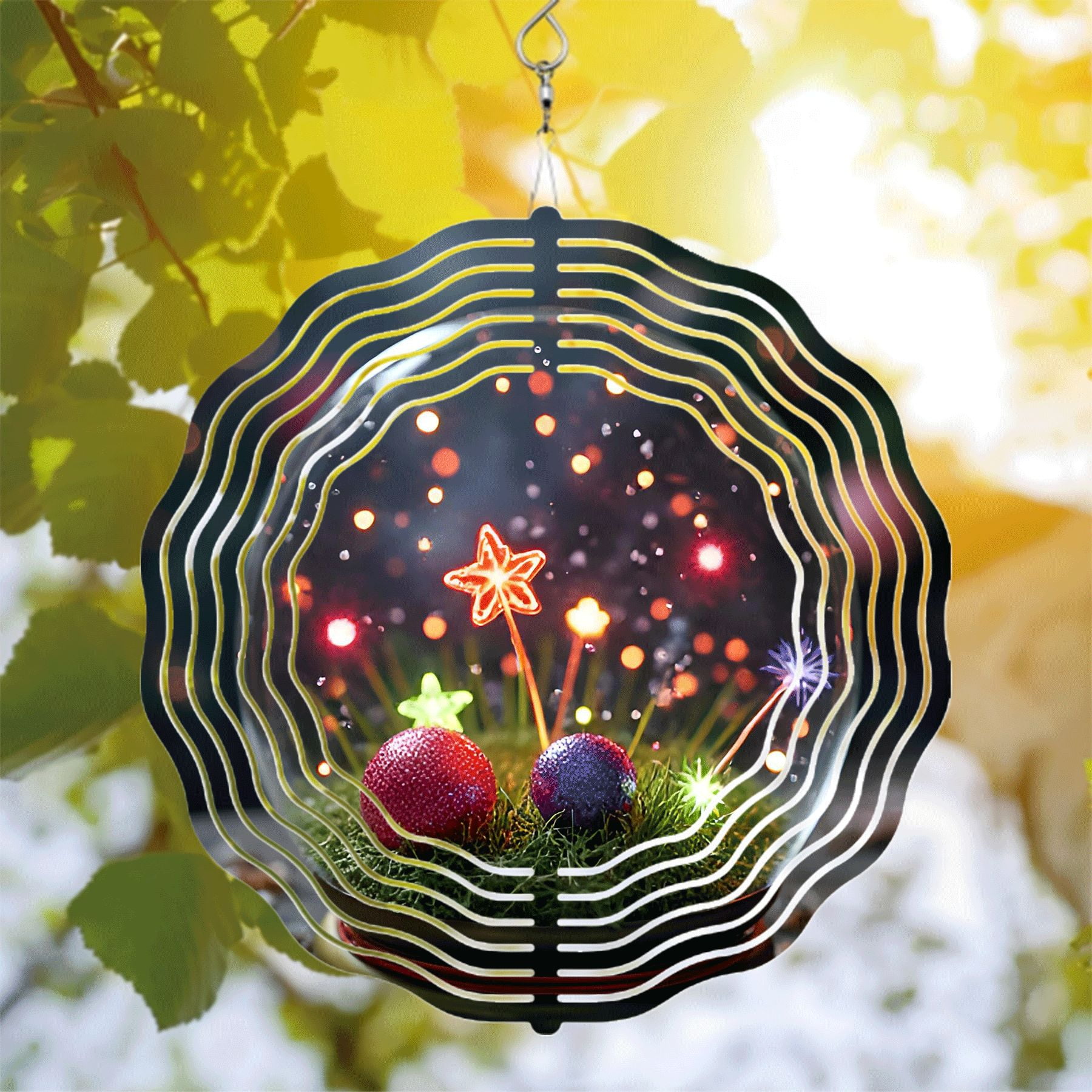 Metal Hanging Wind Spinners with Sound Wave Design - Colorful Christmas ...