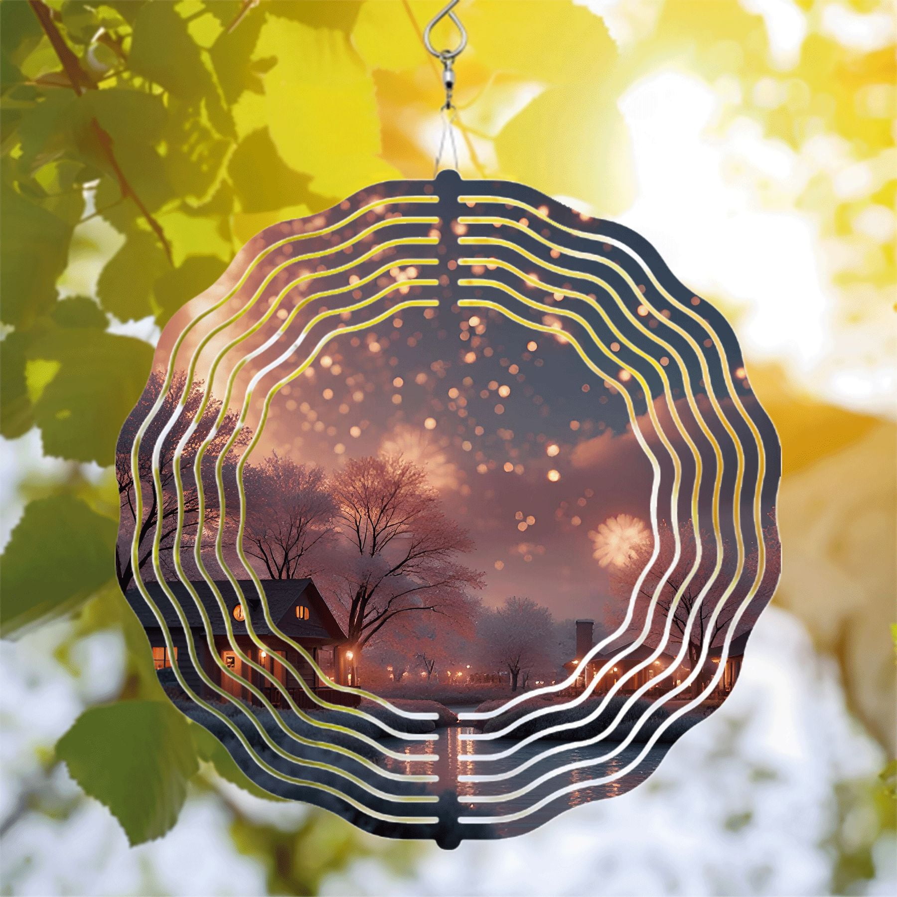 Metal Hanging Wind Spinners with Sound Wave Design - Elegant Wind ...