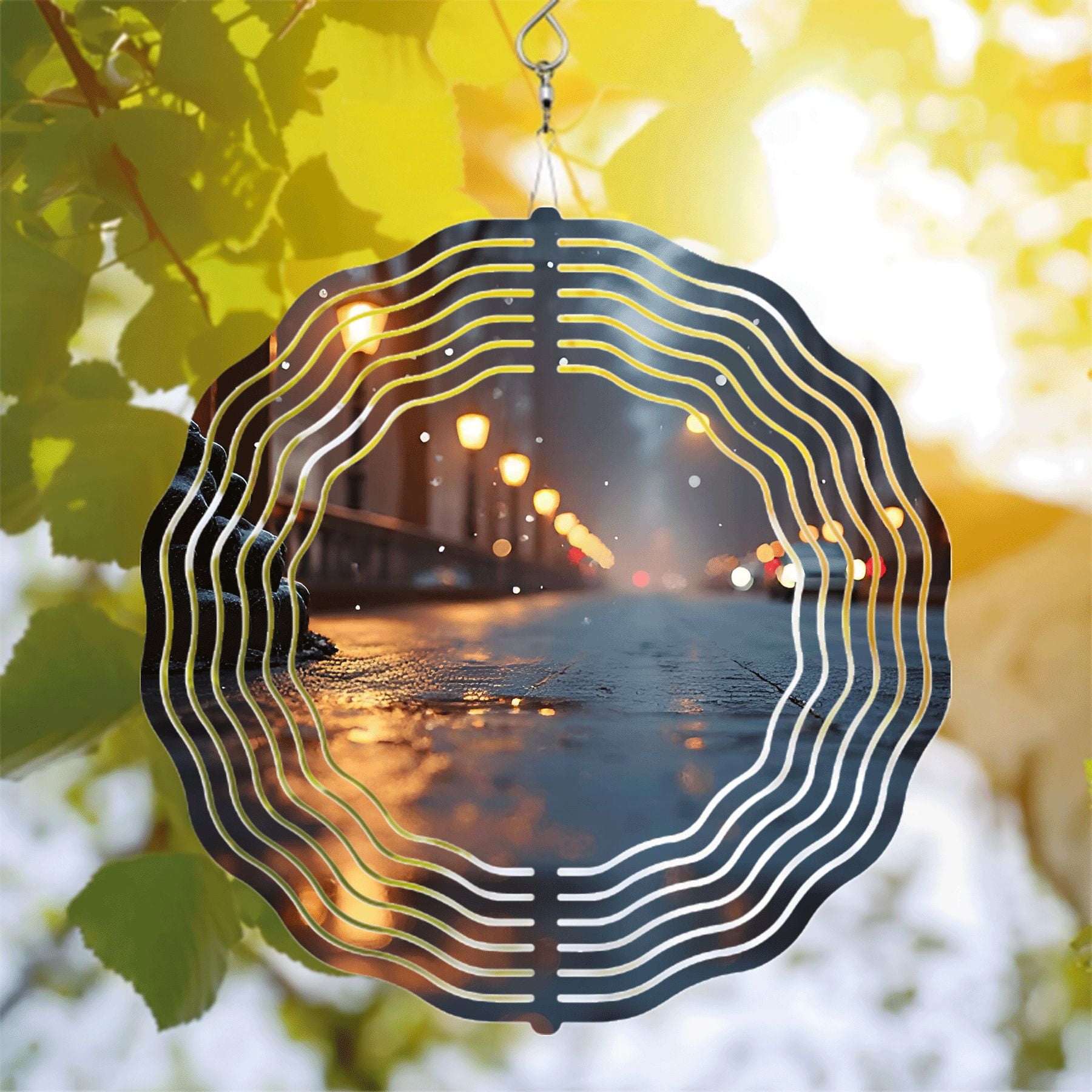 Metal Hanging Wind Spinners with Sound Wave Design - Elegant Wind ...