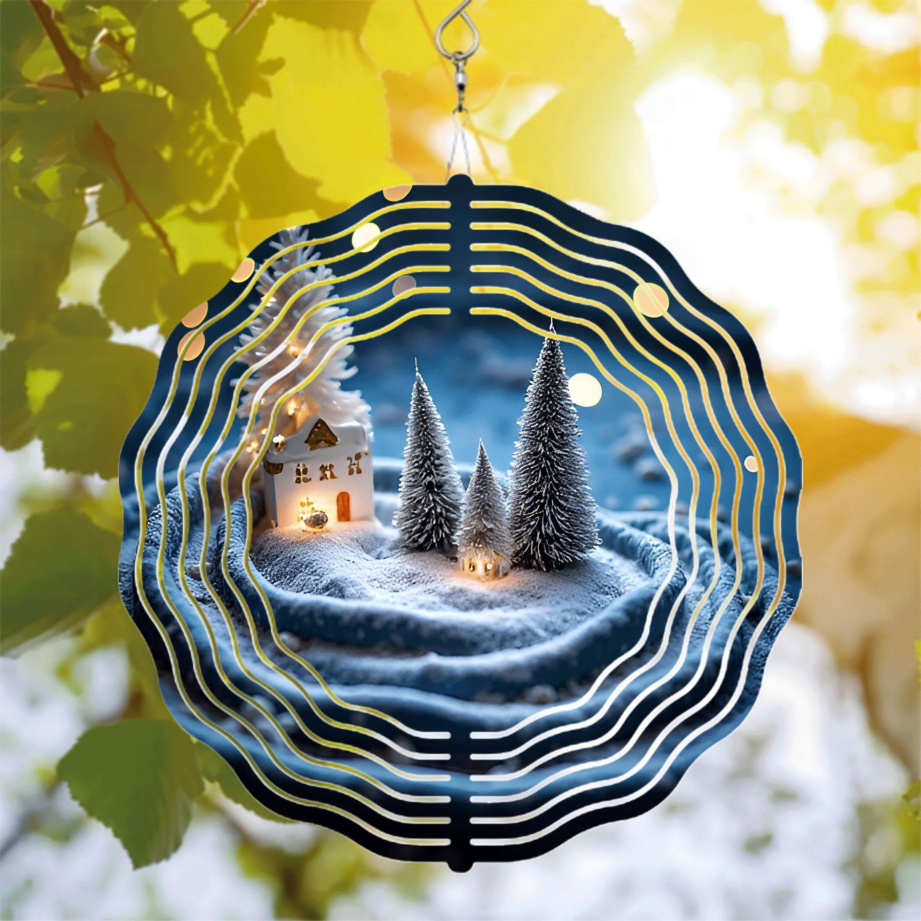 Metal Hanging Wind Spinners with Sound Wave Design - Elegant Wind ...