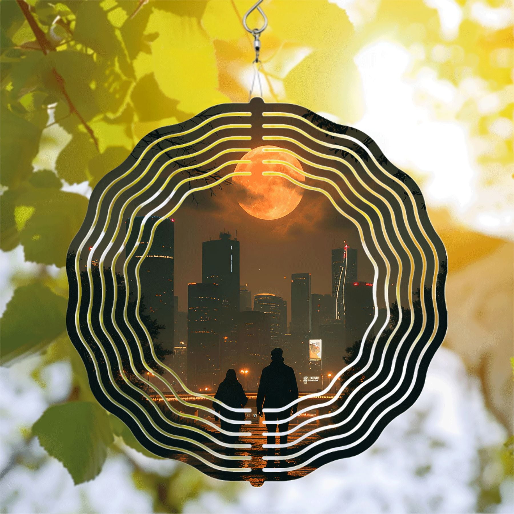 Metal Hanging Wind Spinners with Sound Wave Design - Elegant Wind ...