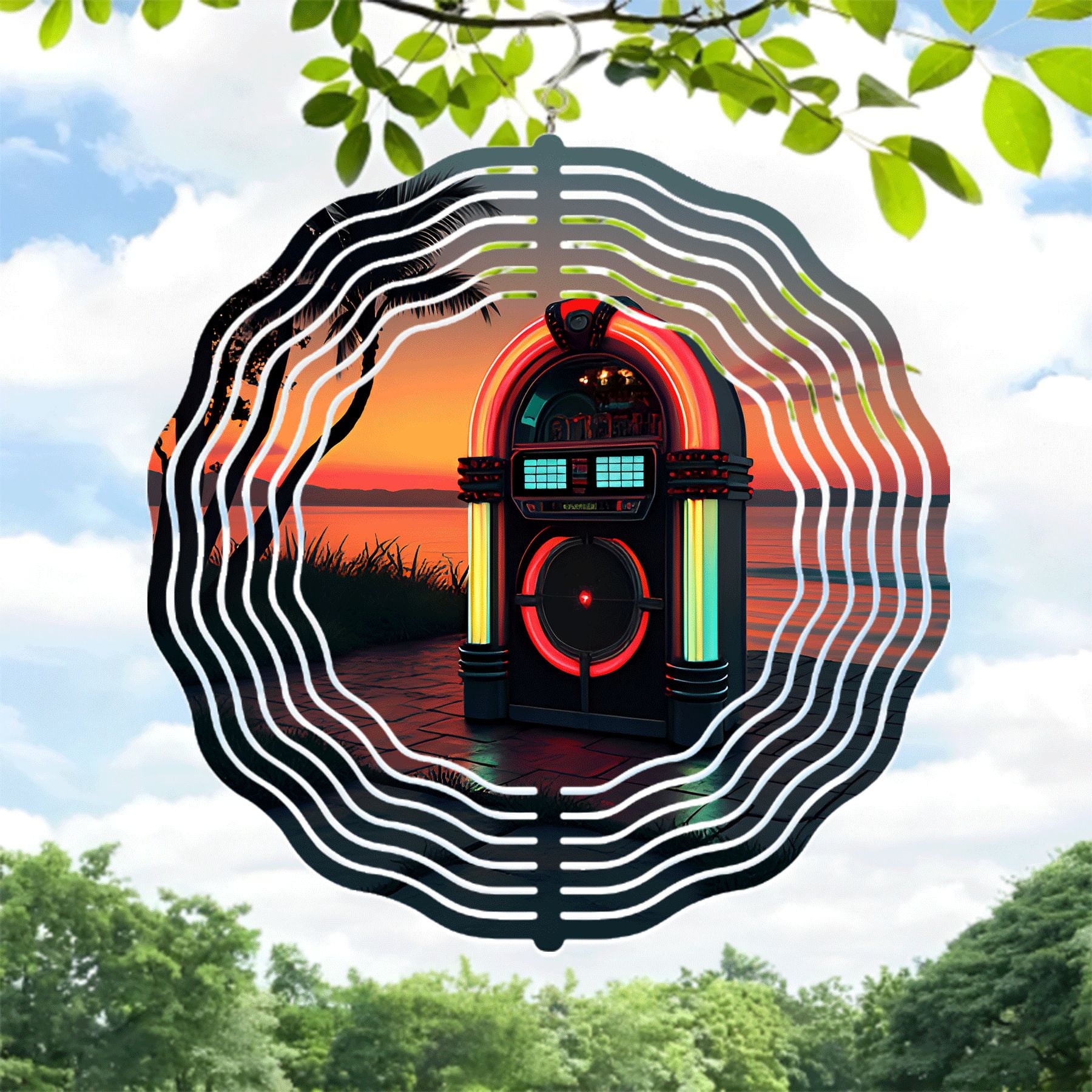 Metal Hanging Wind Spinners with Sound Wave Design - Elegant Wind ...