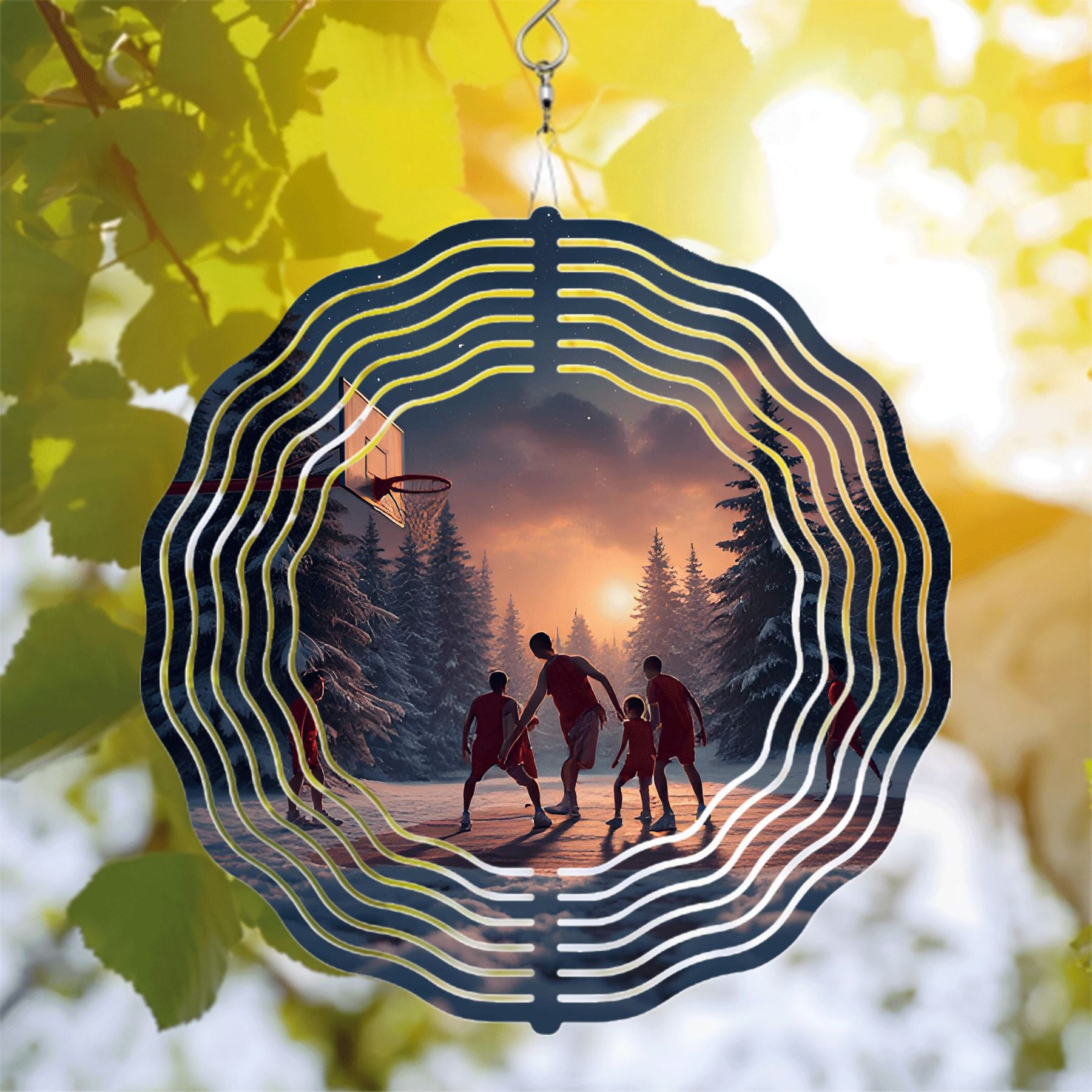 Metal Hanging Wind Spinners with Sound Wave Design - Elegant Wind ...