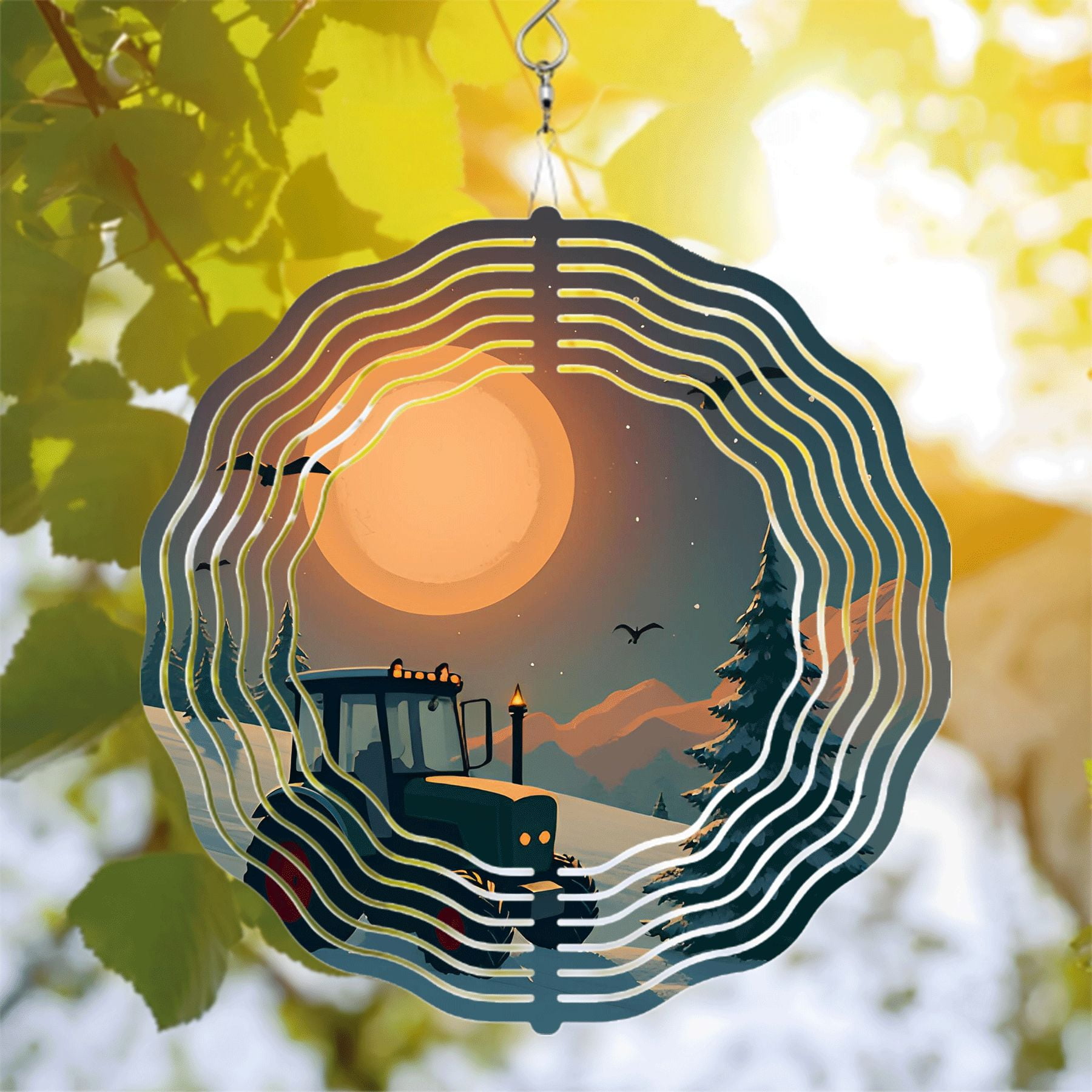 Metal Hanging Wind Spinners with Sound Wave Design - Unique Garden ...