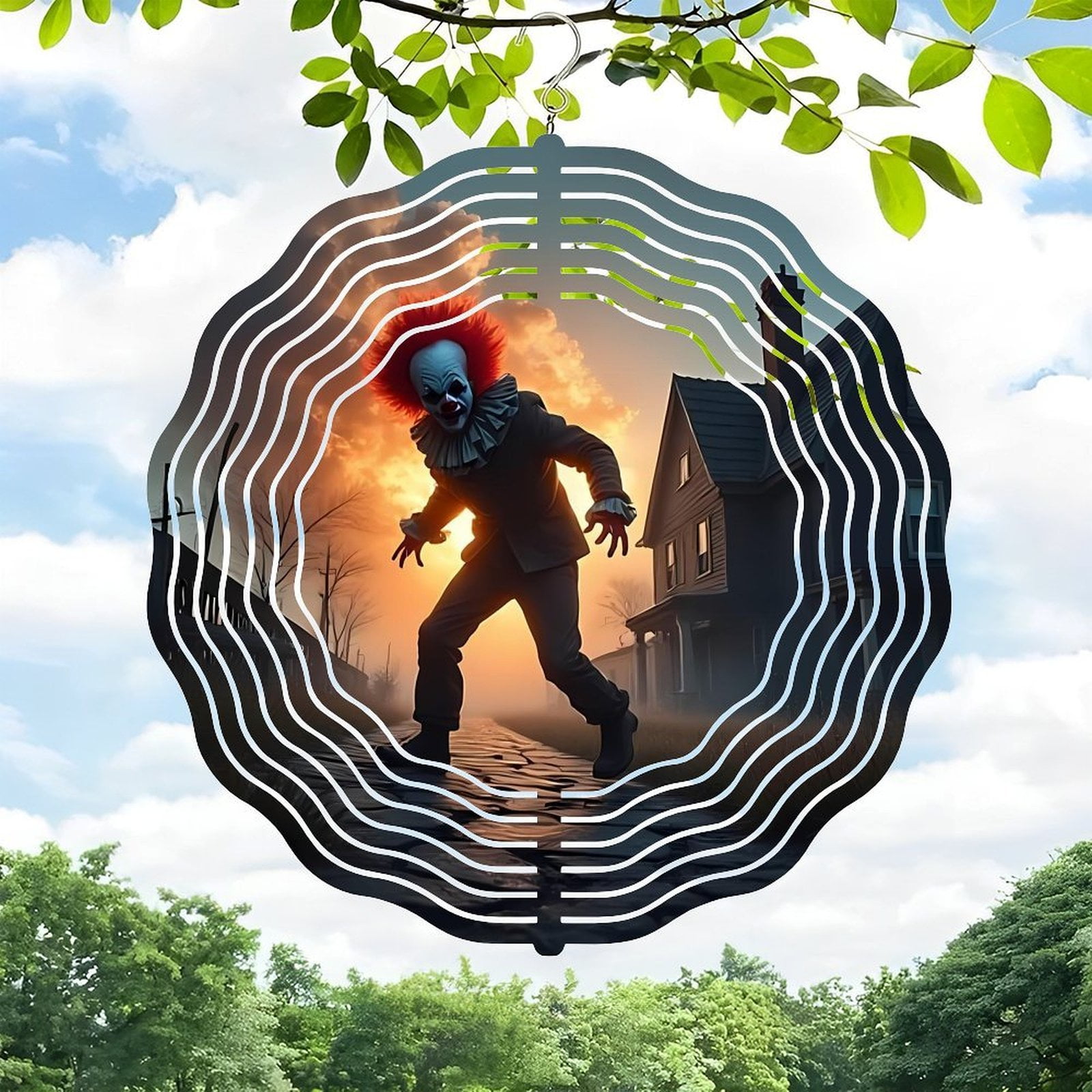 Metal Hanging Wind Spinners with Sound Wave Design - Unique Garden Wind ...