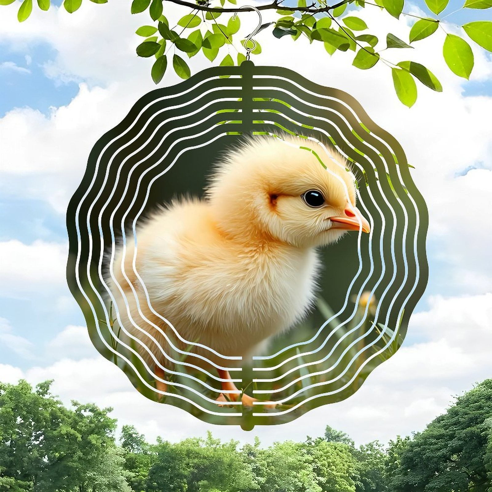 Metal Hanging Wind Spinners with Sound Wave Design - Vibrant Chick ...