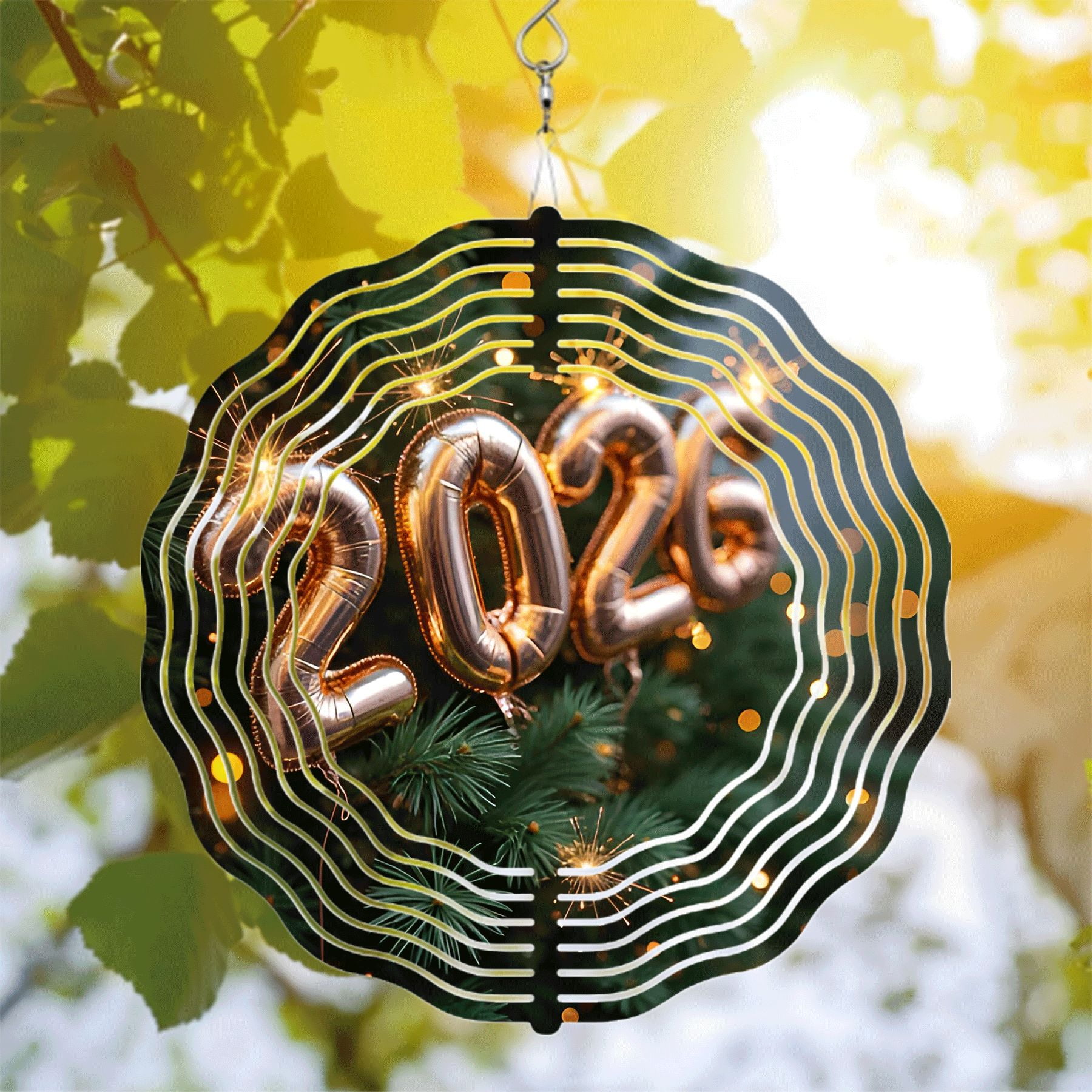 Metal Hanging Wind Spinners with Sound Wave Pattern Design - Elegant ...