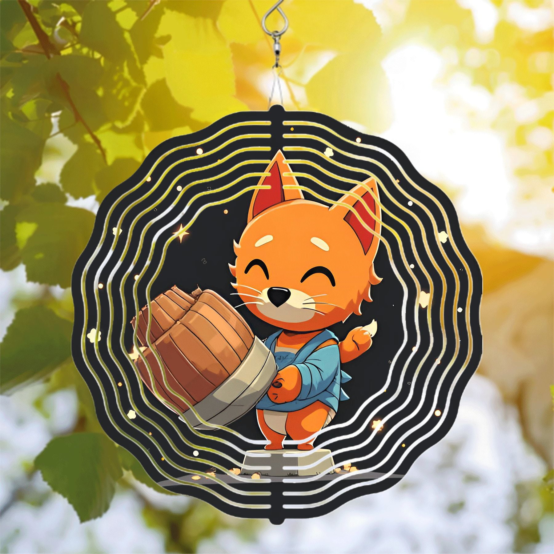 Metal Hanging Wind Spinners with Sound Wave Patterns & Star Accents ...