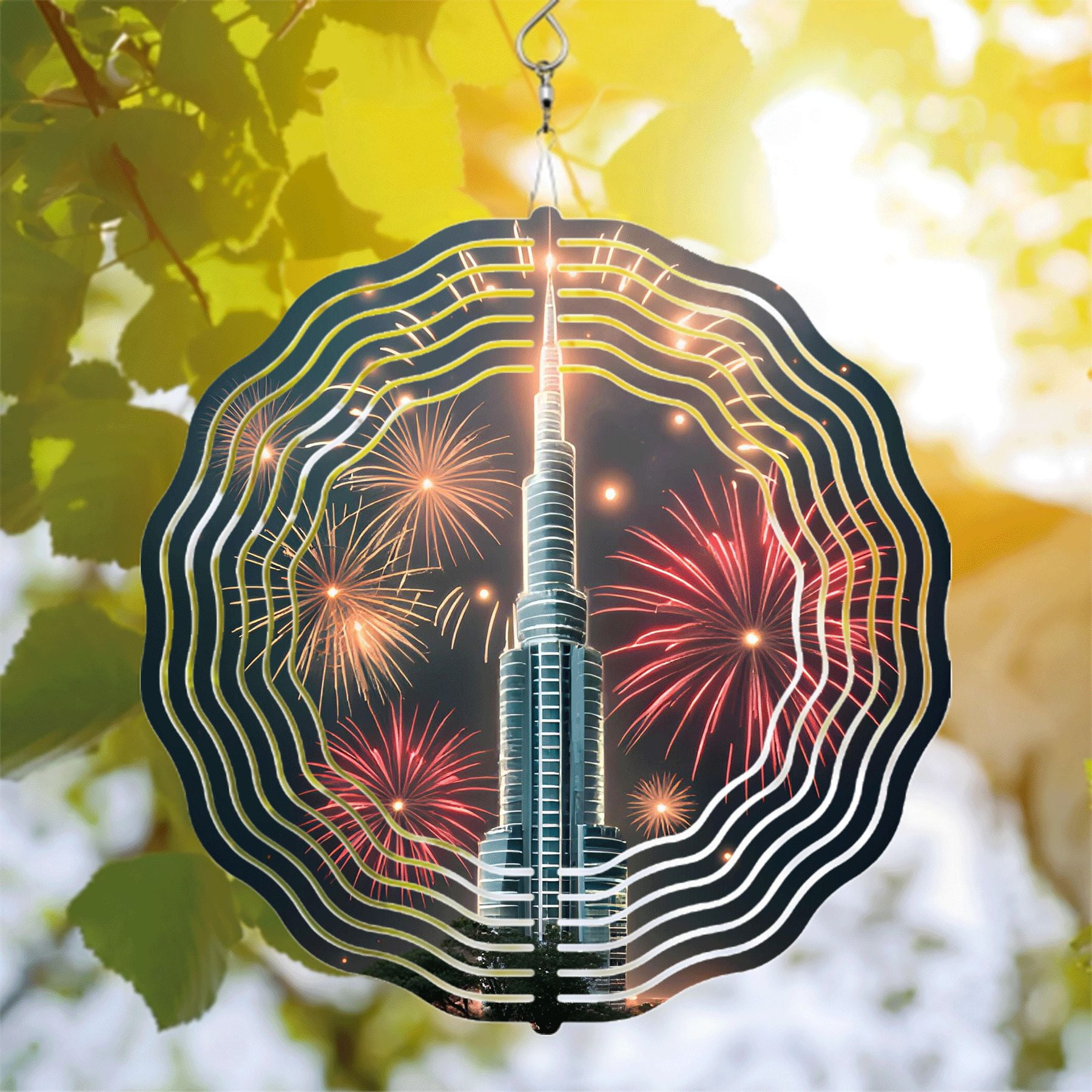Metal Hanging Wind Spinners with Symmetrical Concentric Circle Design ...
