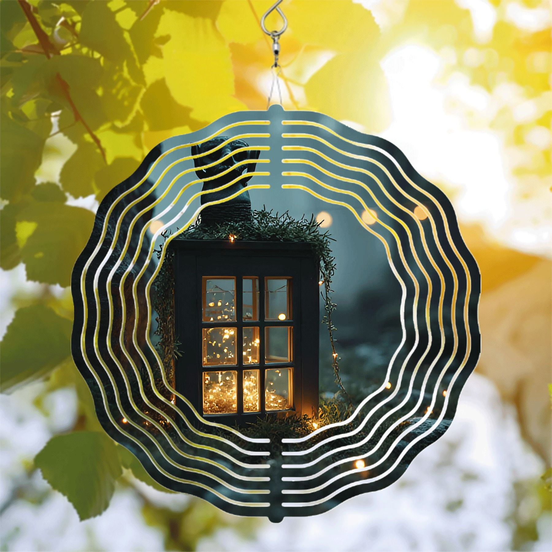 Metal Hanging Wind Spinners with Symmetrical Window Pattern ...